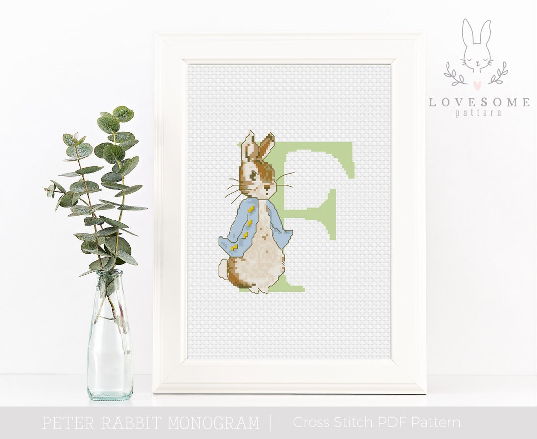Peter Rabbit Monogram F Cross Stitch PDF Pattern, Peter Rabbit Alphabet ...