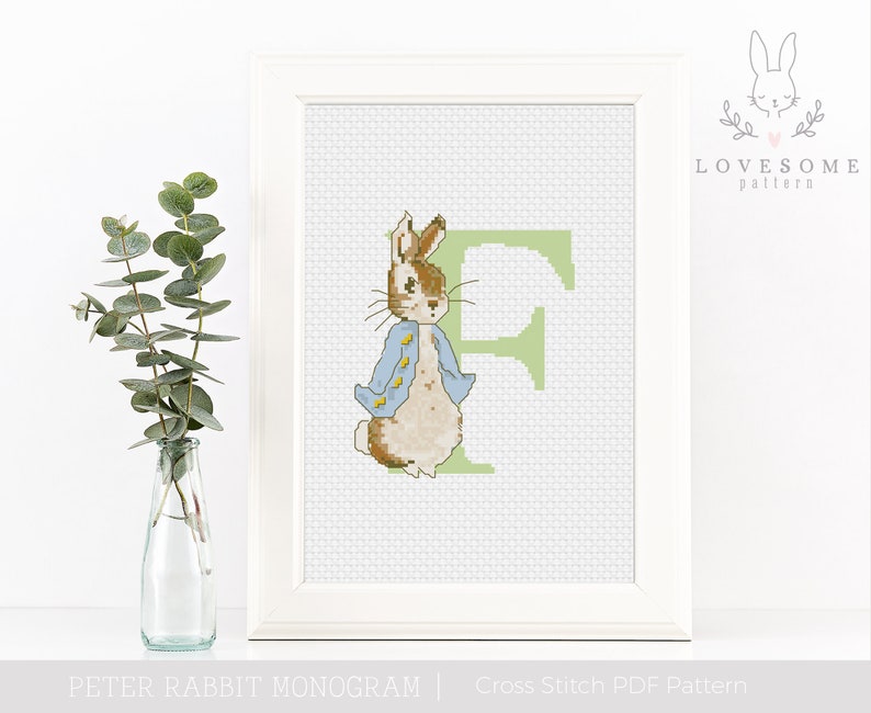 Peter Rabbit Monogram F Cross Stitch PDF Pattern, Peter Rabbit Alphabet ...
