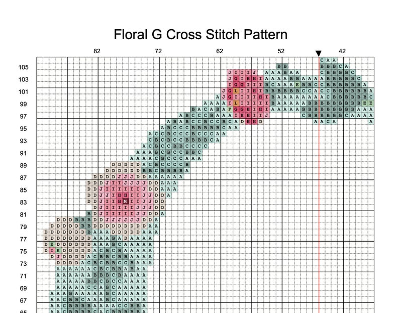 Floral Letter G Cross Stitch PDF Pattern, Flowers Initial Cross Stitch ...