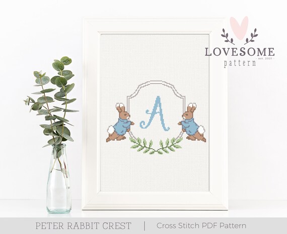 Peter Rabbit Crest Cross Stitch PDF Pattern Bunny Crest Cross - Etsy