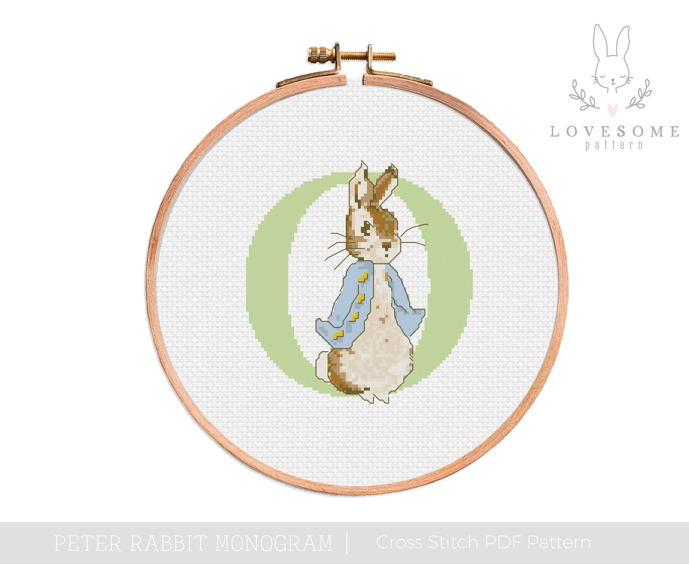 Peter Rabbit Monogram O Cross Stitch PDF Pattern, Peter Rabbit Alphabet ...
