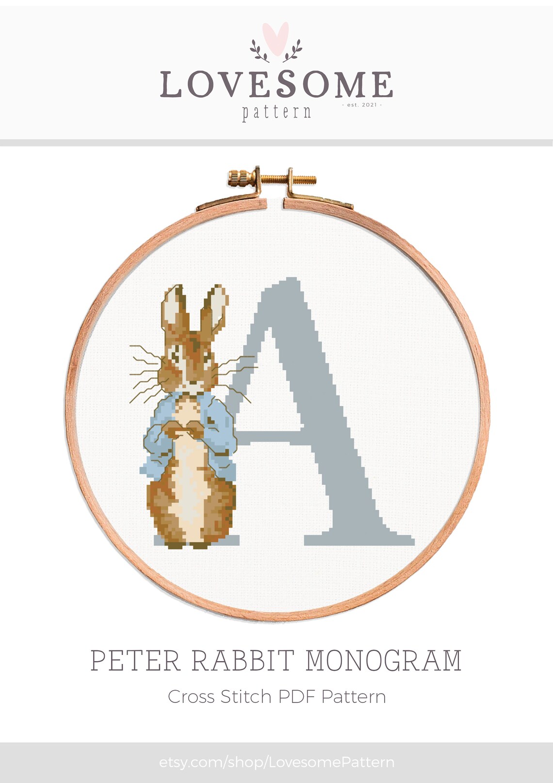 Peter Rabbit Monogram A Cross Stitch PDF Pattern Peter Rabbit - Etsy