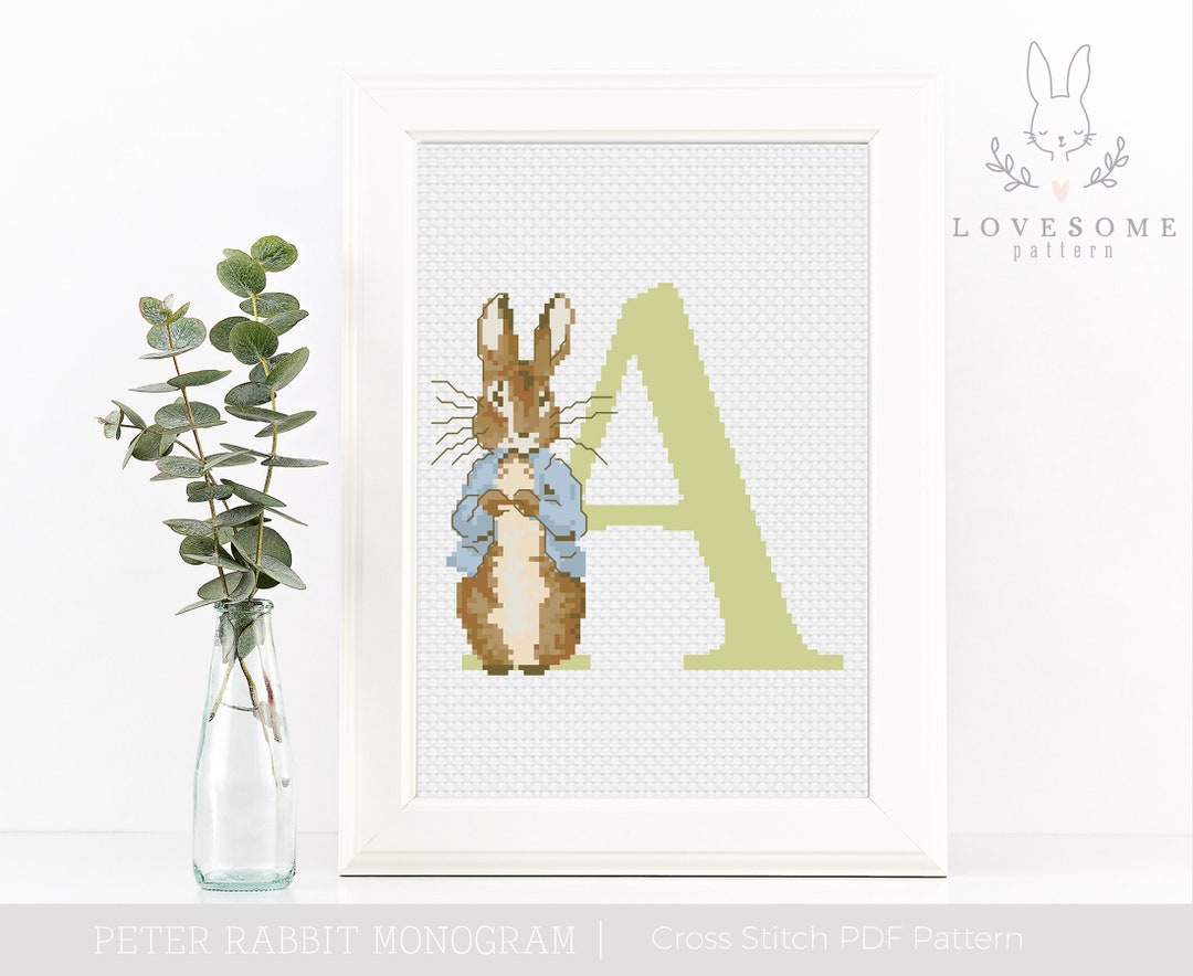 Peter Rabbit Monogram A Cross Stitch PDF Pattern, Peter Rabbit Alphabet ...