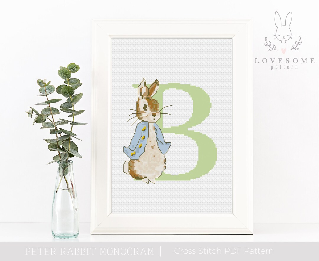 Peter Rabbit Monogram B Cross Stitch PDF Pattern, Peter Rabbit Alphabet ...