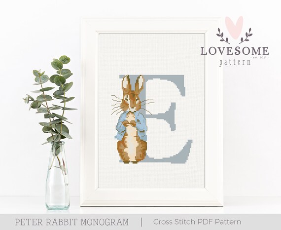 Peter Rabbit Monogram E Cross Stitch PDF Pattern Peter Rabbit - Etsy