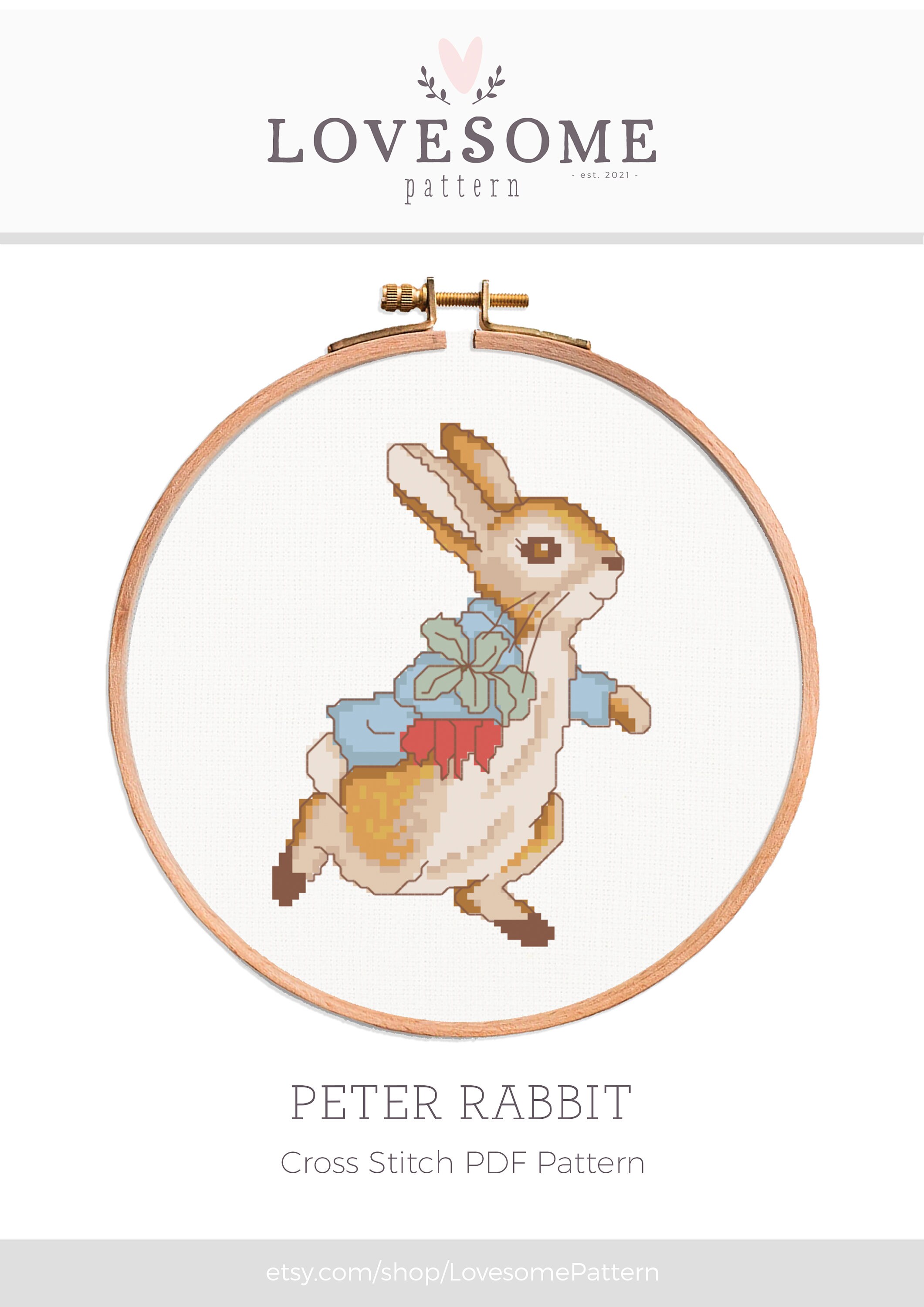 Peter Rabbit Cross Stitch PDF Pattern, Easter Bunny Cross Stitch ...