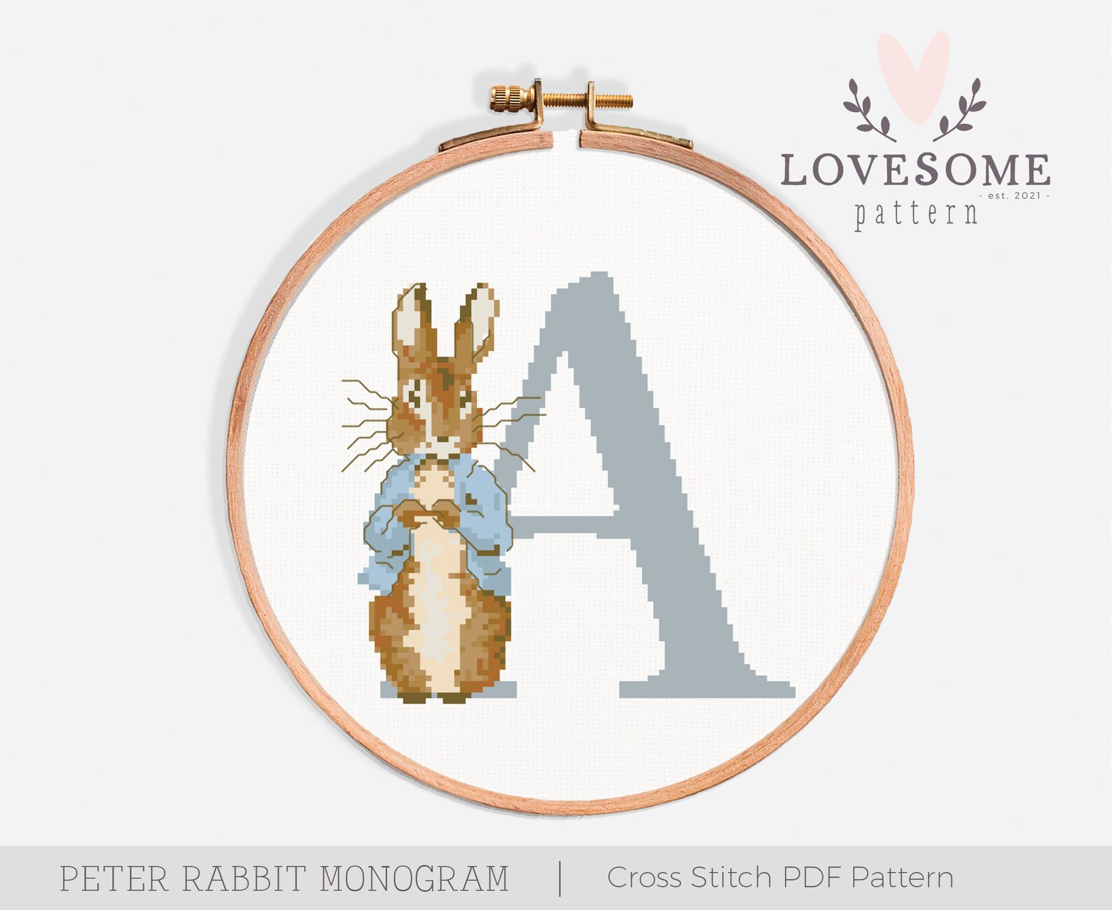 Peter Rabbit Monogram A Cross Stitch PDF Pattern Peter Rabbit - Etsy