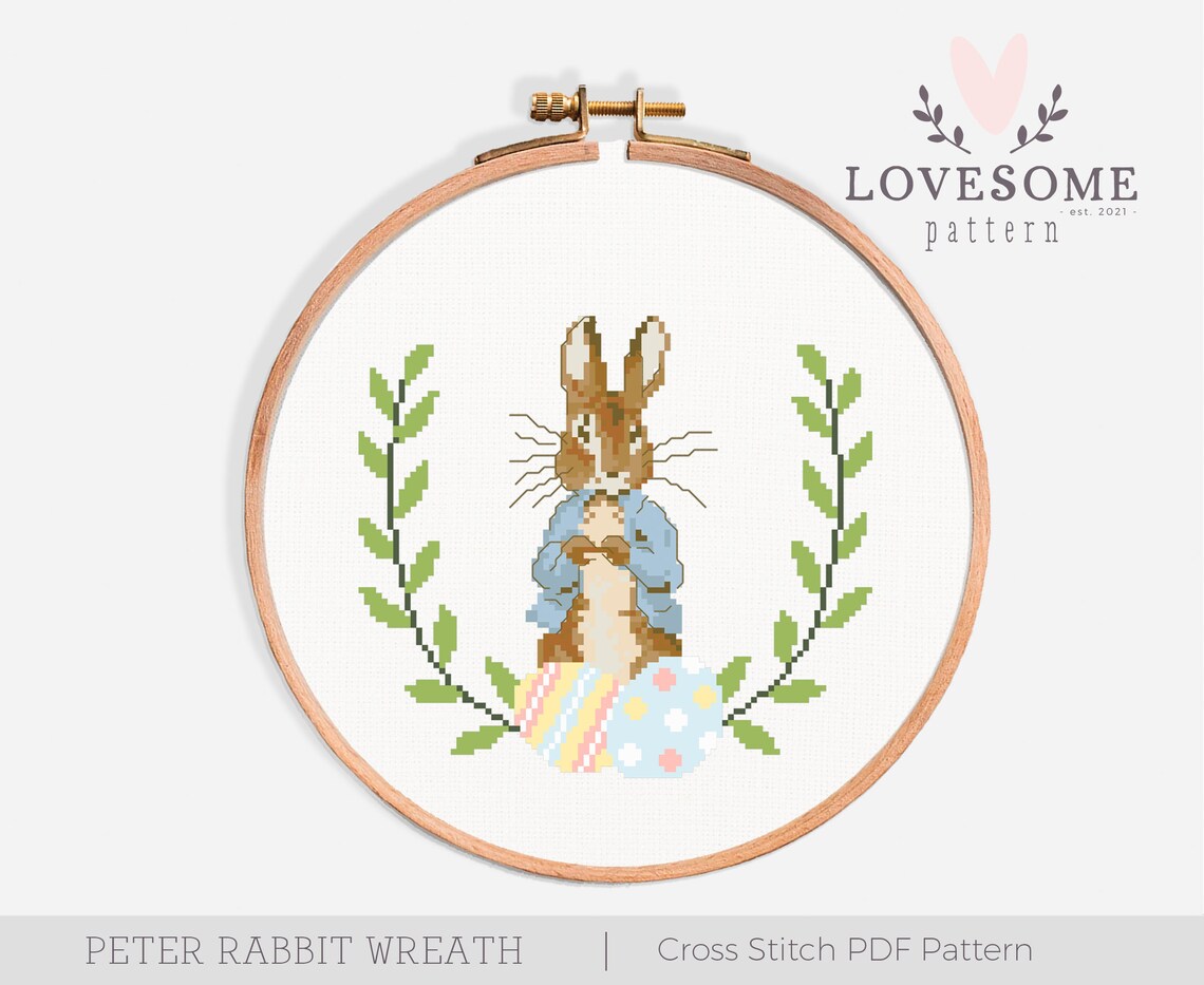 Peter Rabbit Small Easter Wreath Cross Stitch PDF Pattern - Etsy