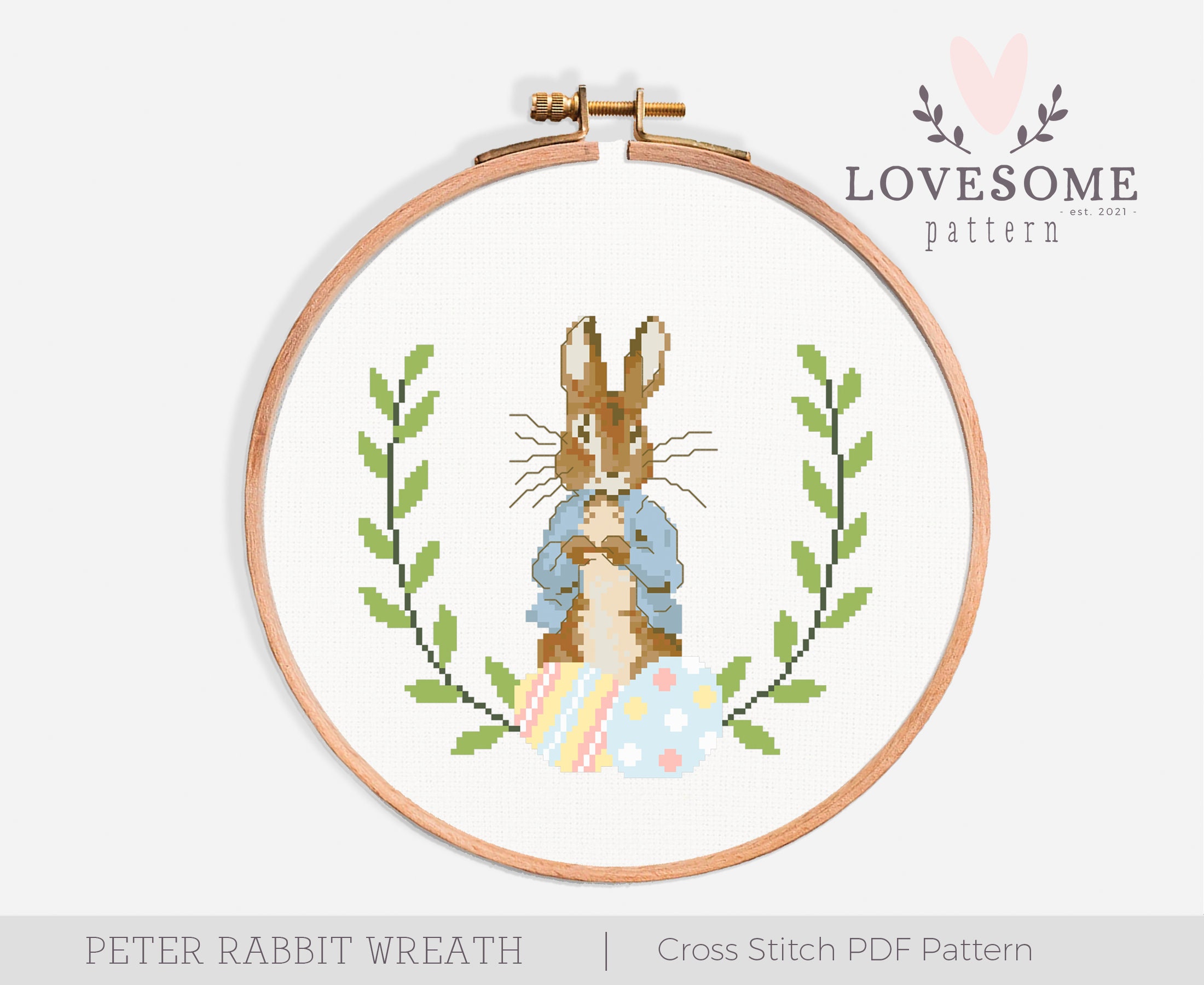 Peter Rabbit Small Easter Wreath Cross Stitch PDF Pattern - Etsy