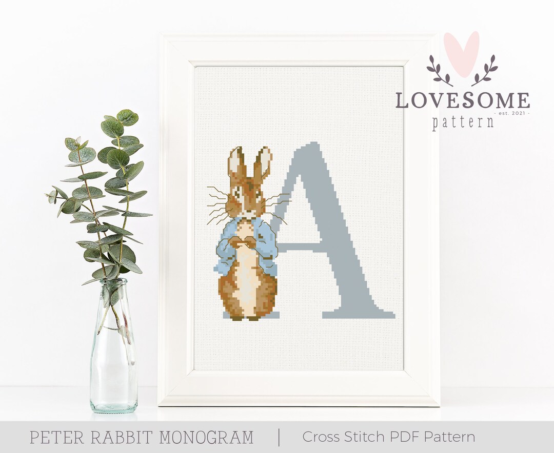 Peter Rabbit Monogram A Cross Stitch PDF Pattern Peter Rabbit - Etsy