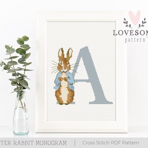 Peter Rabbit Monogram A Cross Stitch PDF Pattern Peter Rabbit - Etsy