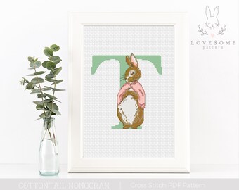 Peter Rabbit Monogram A Cross Stitch PDF Pattern, Peter Rabbit Alphabet ...