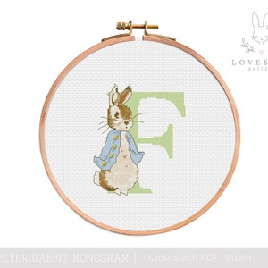 Peter Rabbit Monogram F Cross Stitch PDF Pattern, Peter Rabbit Alphabet ...