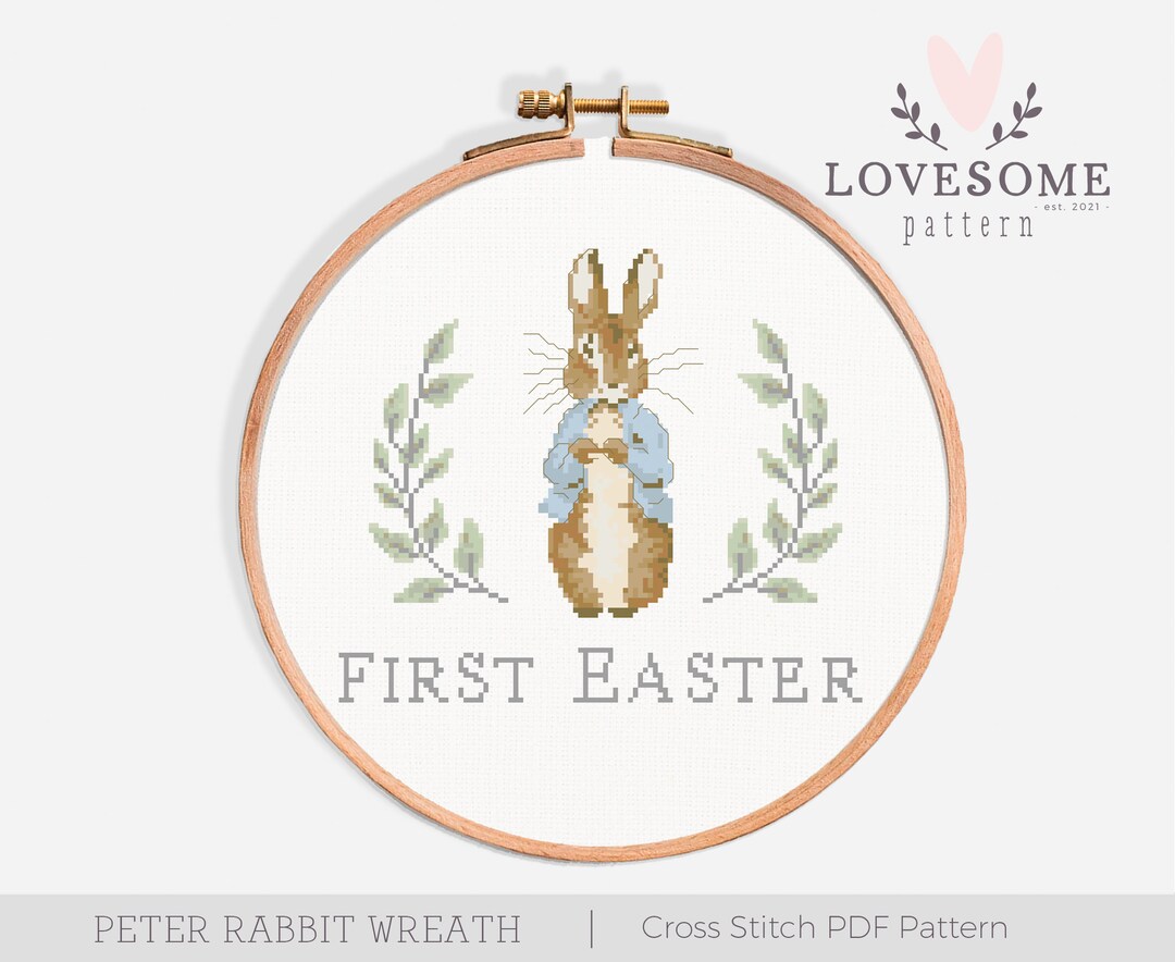 Peter Rabbit First Easter Wreath Cross Stitch PDF Pattern, Babys First ...