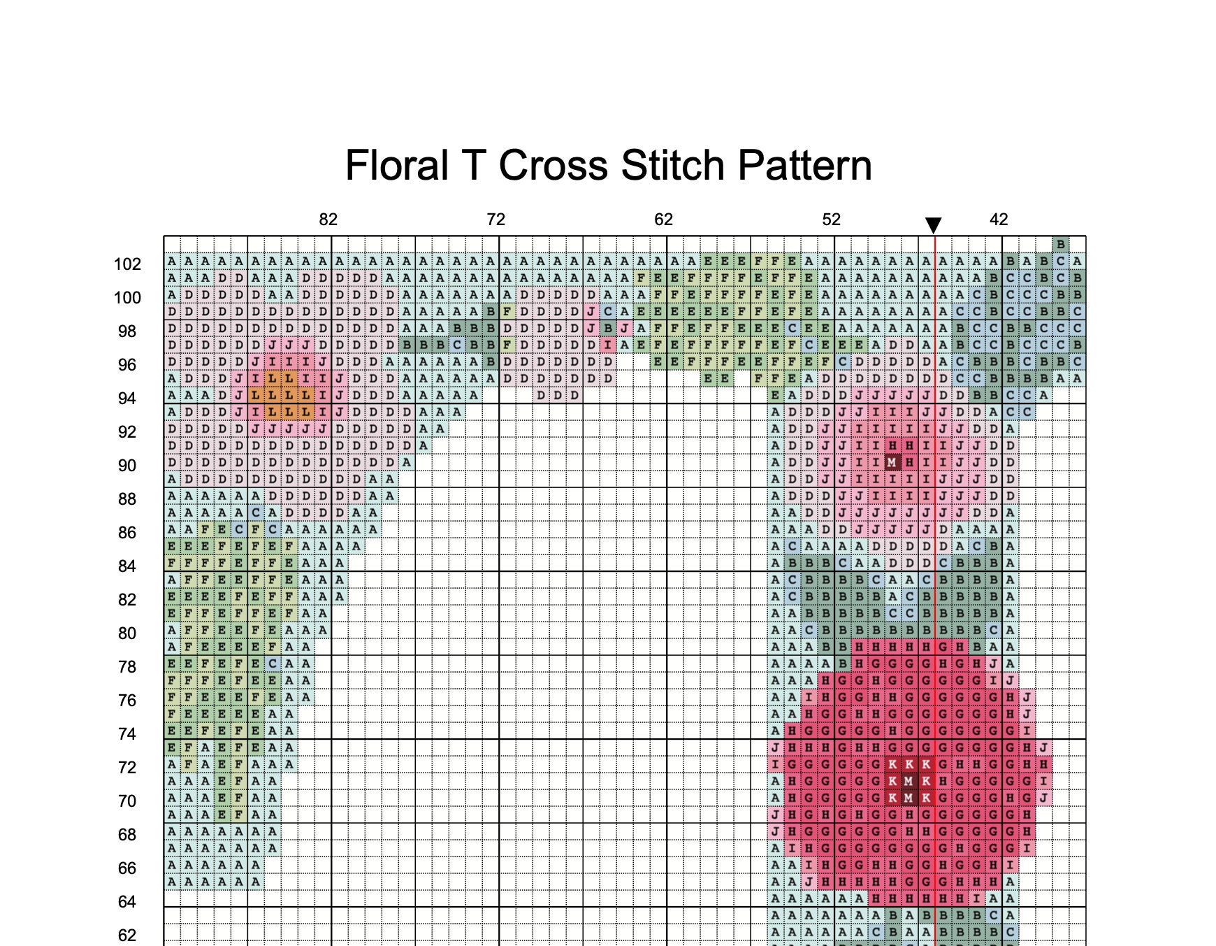 Floral Letter T Cross Stitch PDF Pattern, Flowers Initial Cross Stitch ...