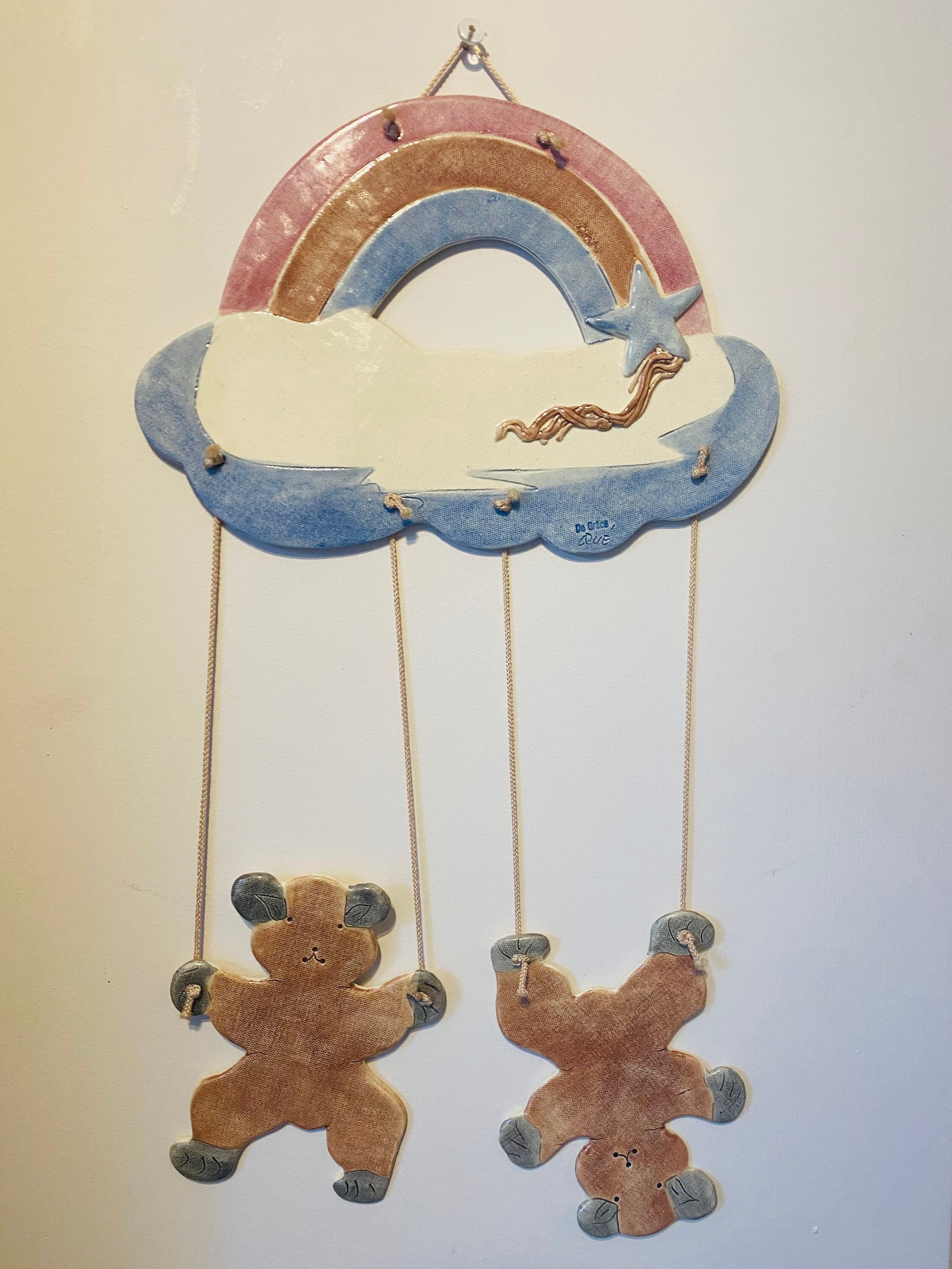 Hand Painted Ceramic Rainbow and Bears Wind Chime | Etsy