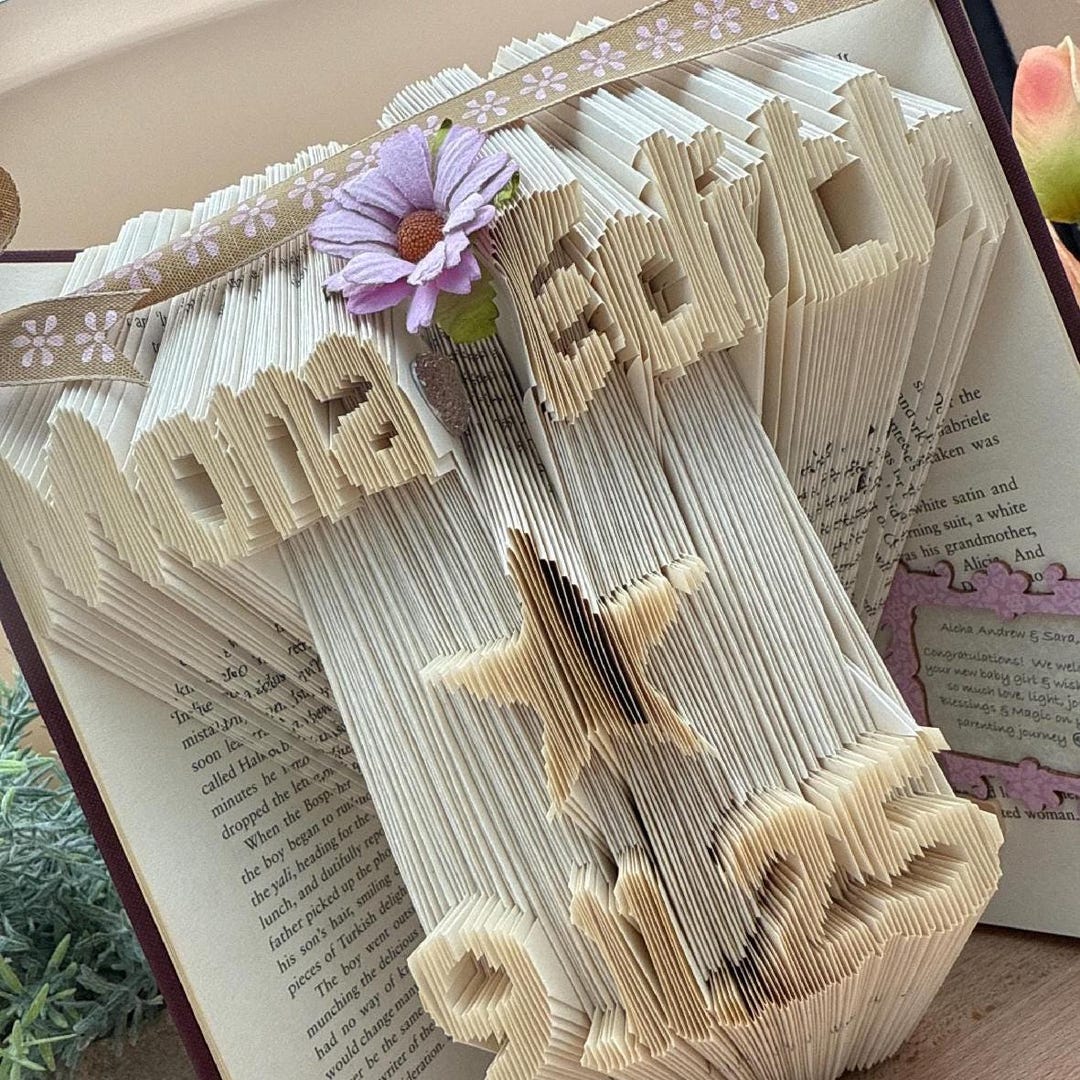 New Baby, Folded Book Art, Name and Date of Birth, Nursery Shelf - Etsy