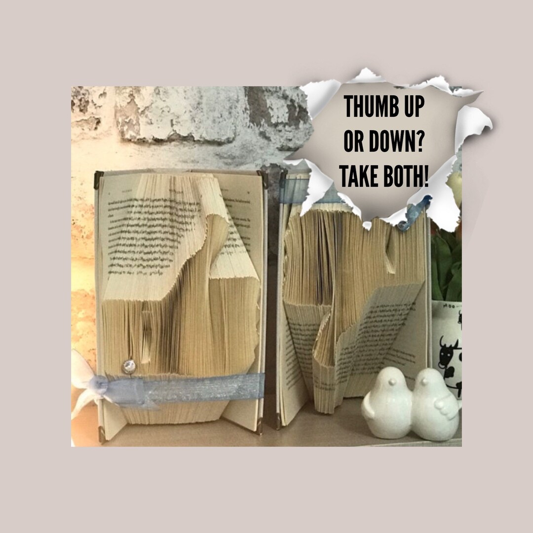 Thumbs up or Down, Emojis, Book Art - Etsy