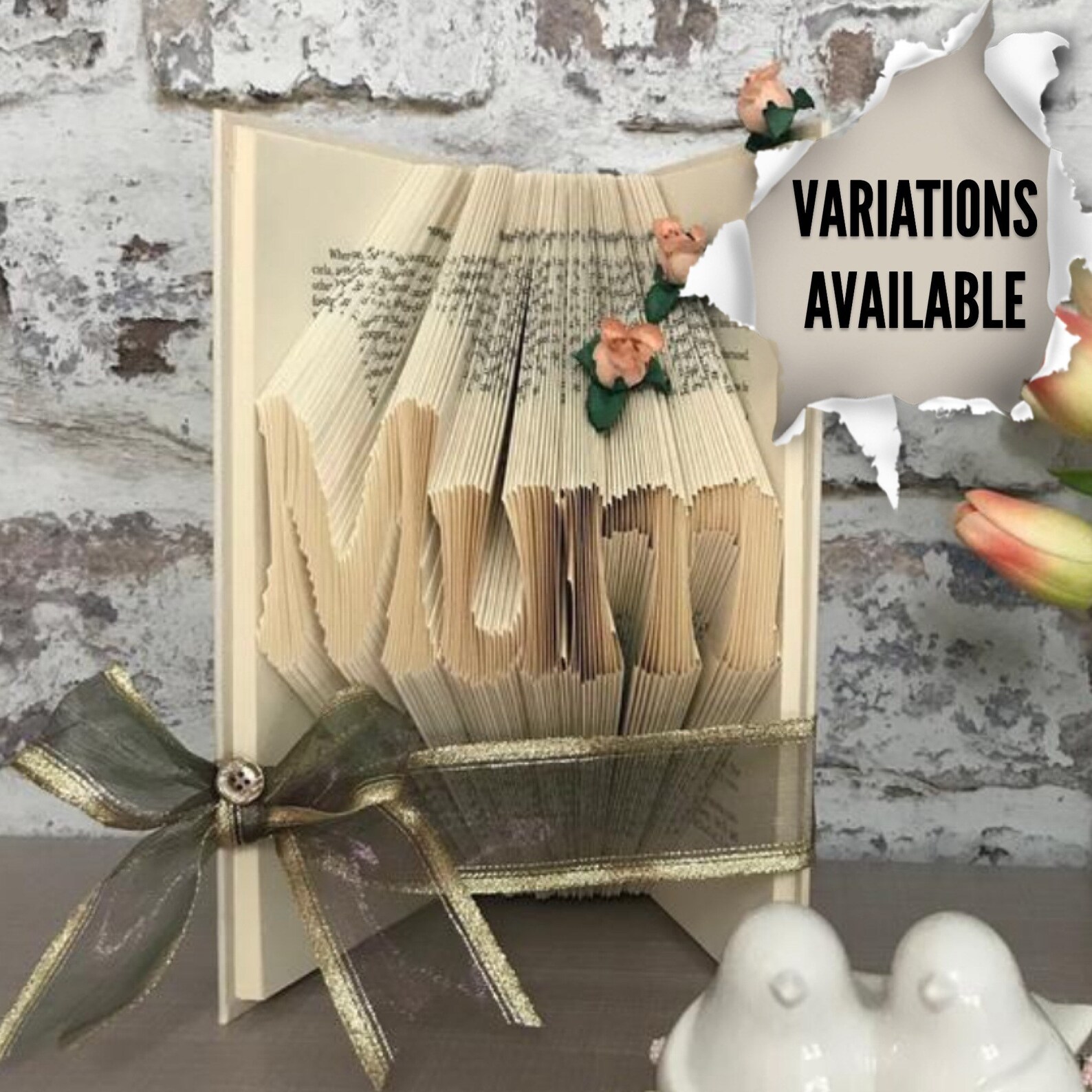 I Love You Mum Thank You Folded Book Art - Etsy UK