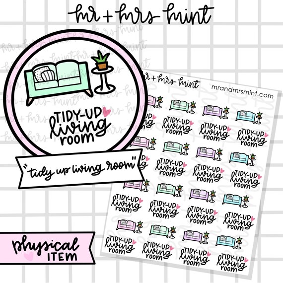 Tidy up Living Room Planner Stickers Hand Drawn Stickers | Etsy