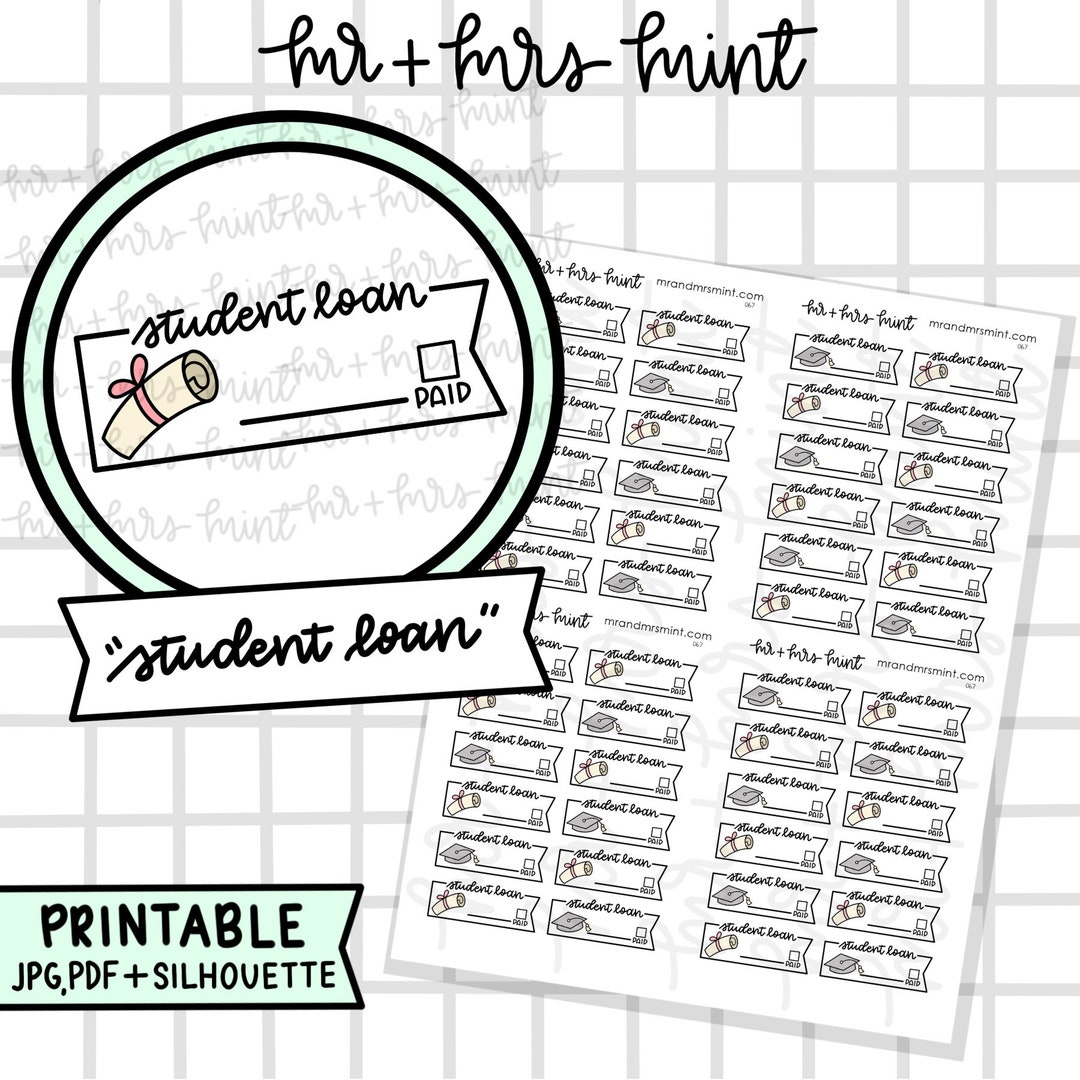Student Loan Printable Planner Stickers | Hand Drawn Stickers, Planner ...
