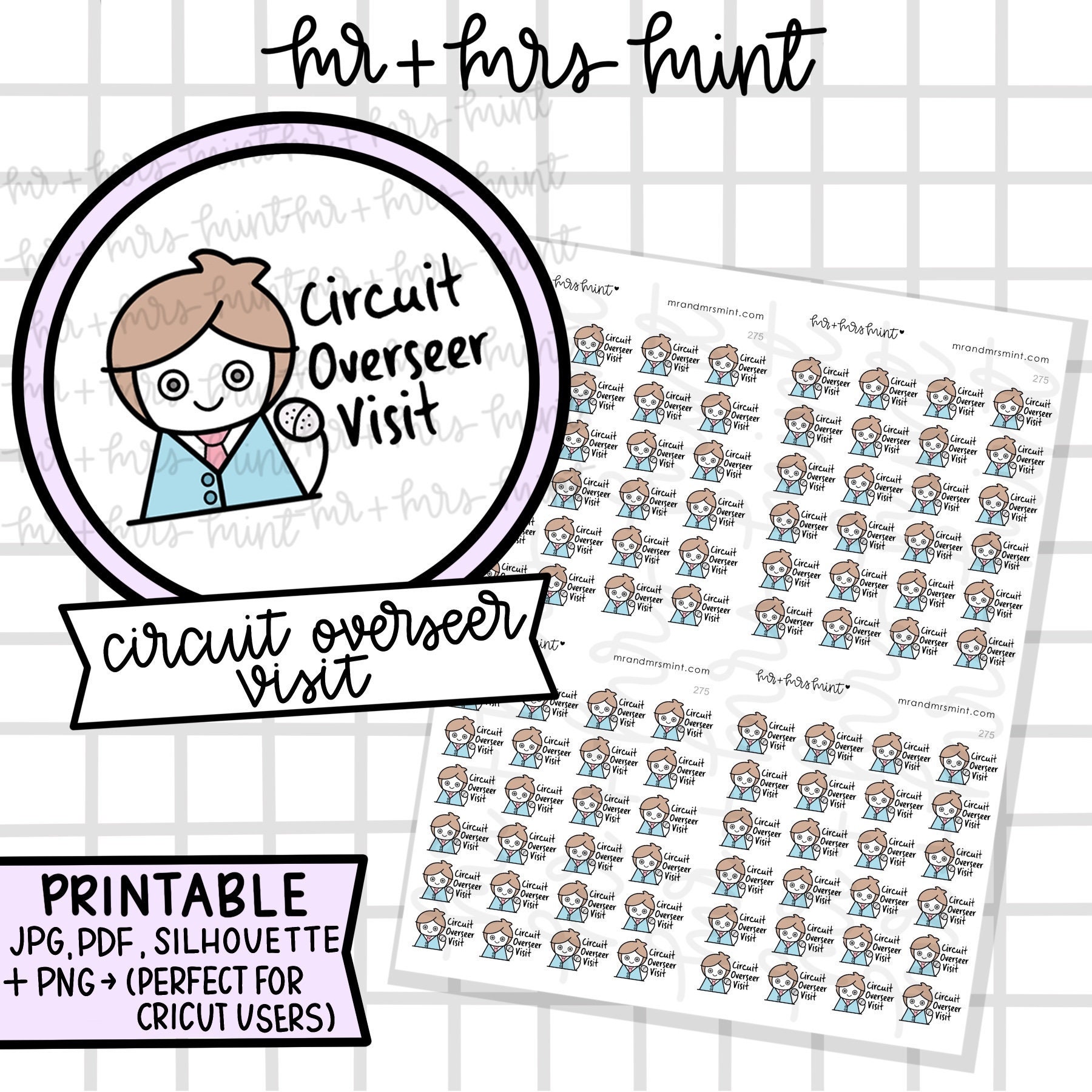 JW Circuit Overseer Visit Printable Planner Stickers | Hand Drawn ...