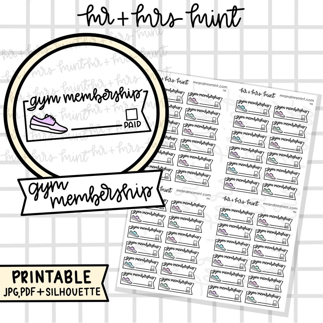 Gym Membership Payment Printable Planner Stickers | Hand Drawn Stickers ...