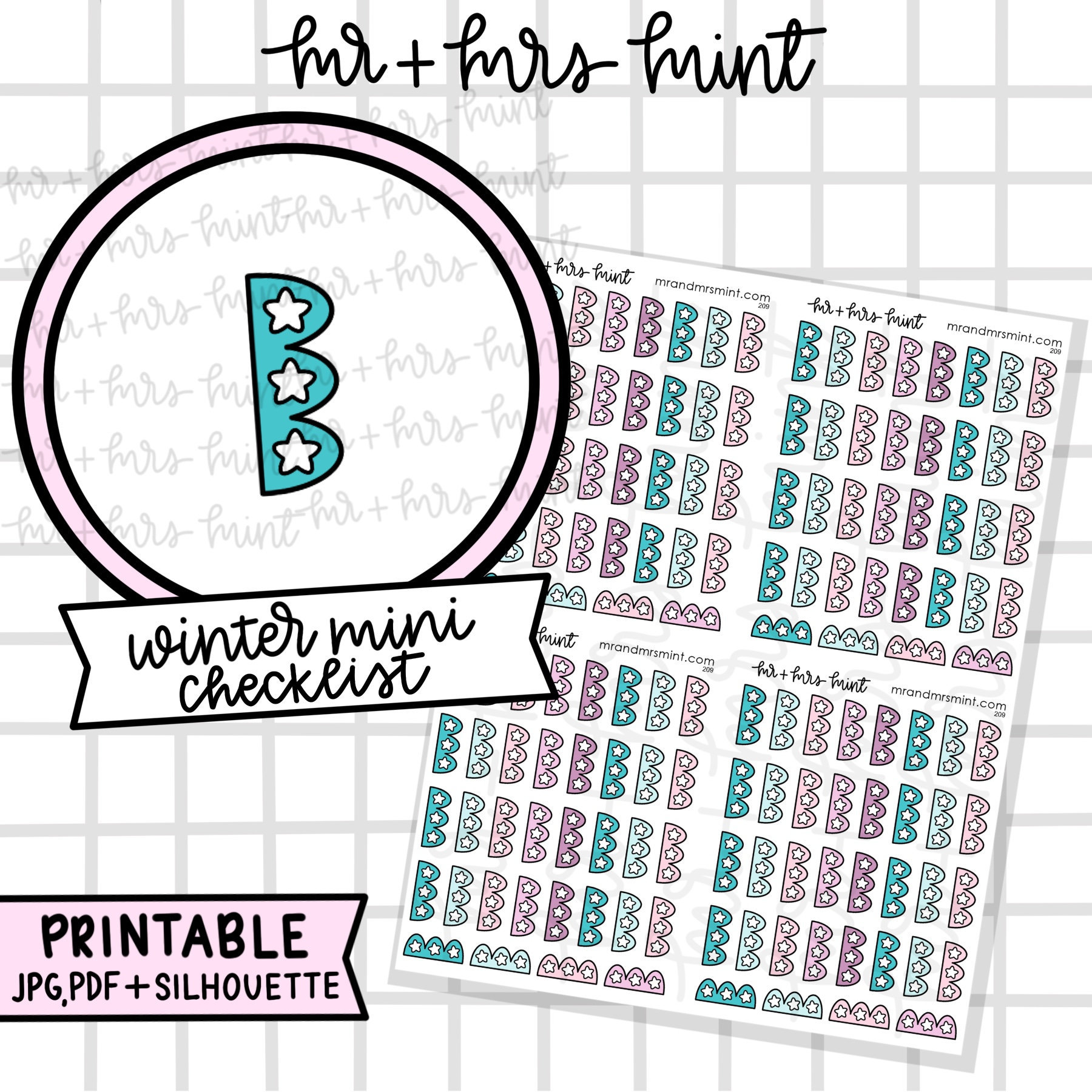 Winter Mini Checklists Printable Planner Stickers Hand Drawn - Etsy