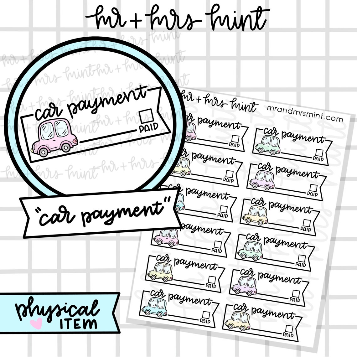 Car Payment Stickers Hand drawn Stickers Planner Stickers | Etsy