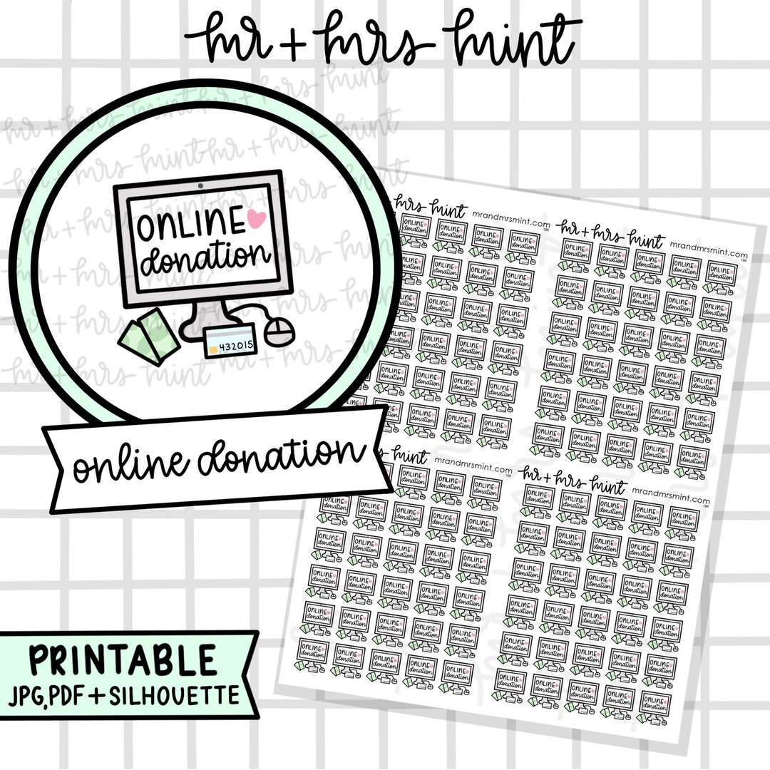 Online Donation Printable Planner Stickers | Hand Drawn Stickers ...