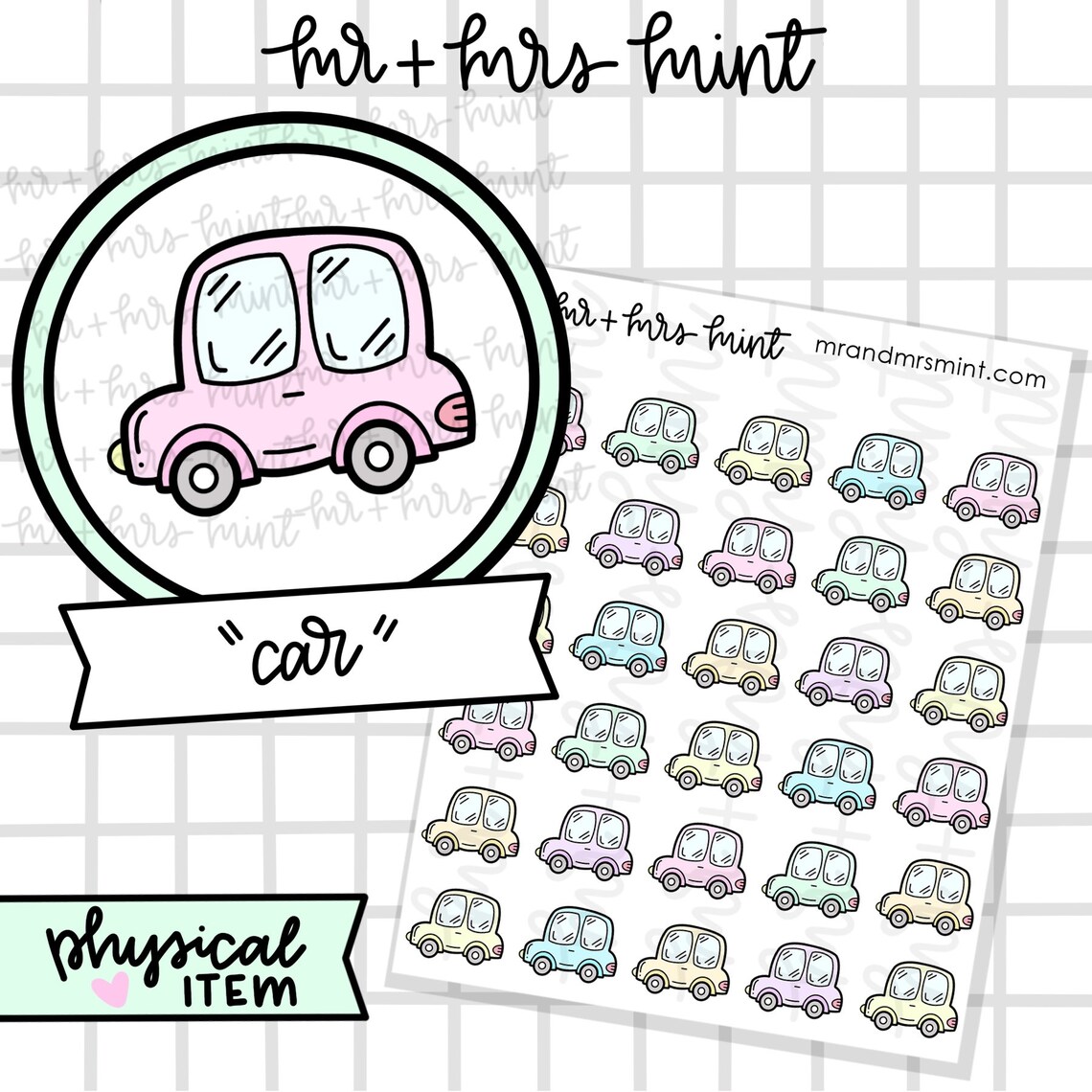 Car Stickers Hand Drawn Stickers Planner Stickers | Etsy
