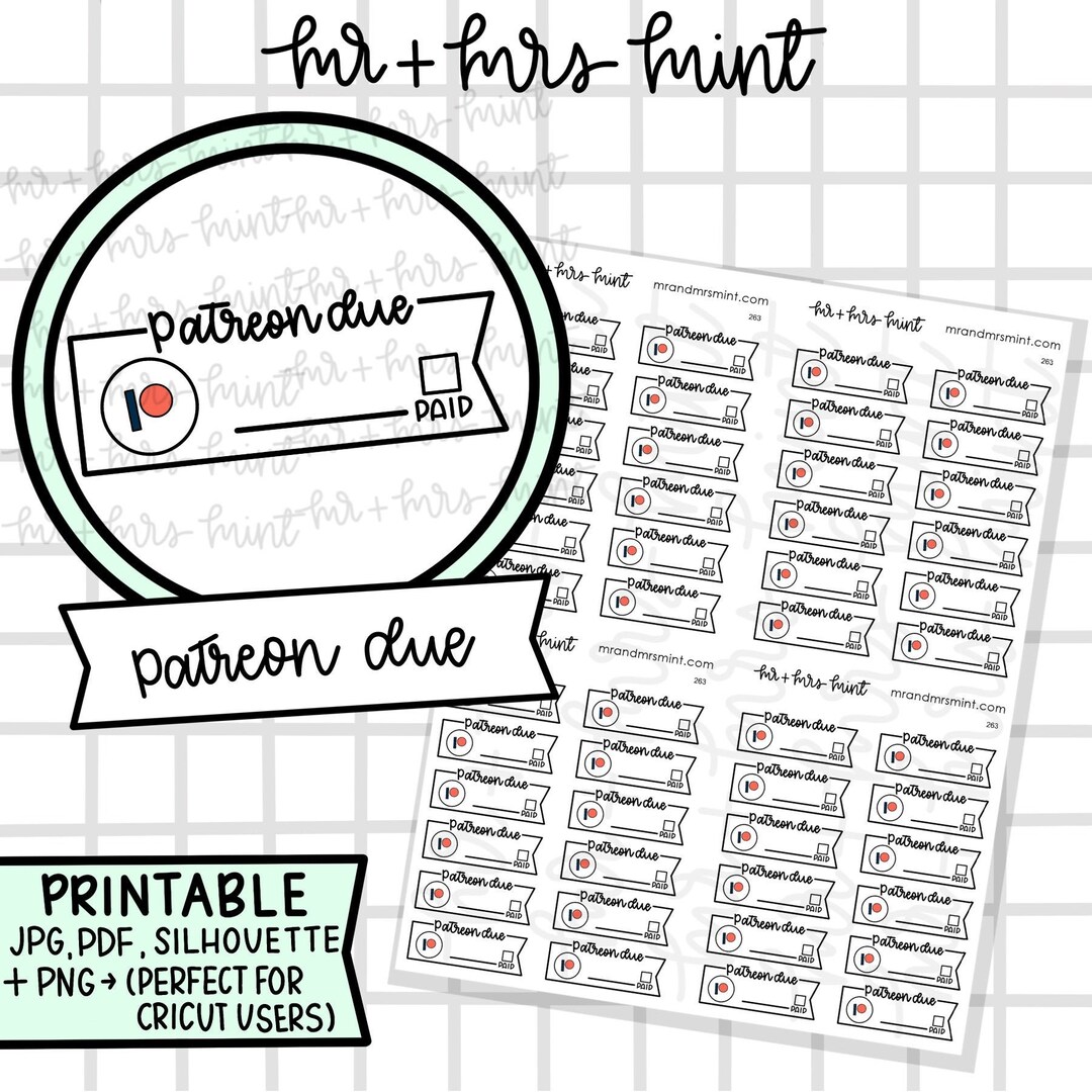Patreon Due Printable Planner Stickers | Hand Drawn Stickers, Planner ...