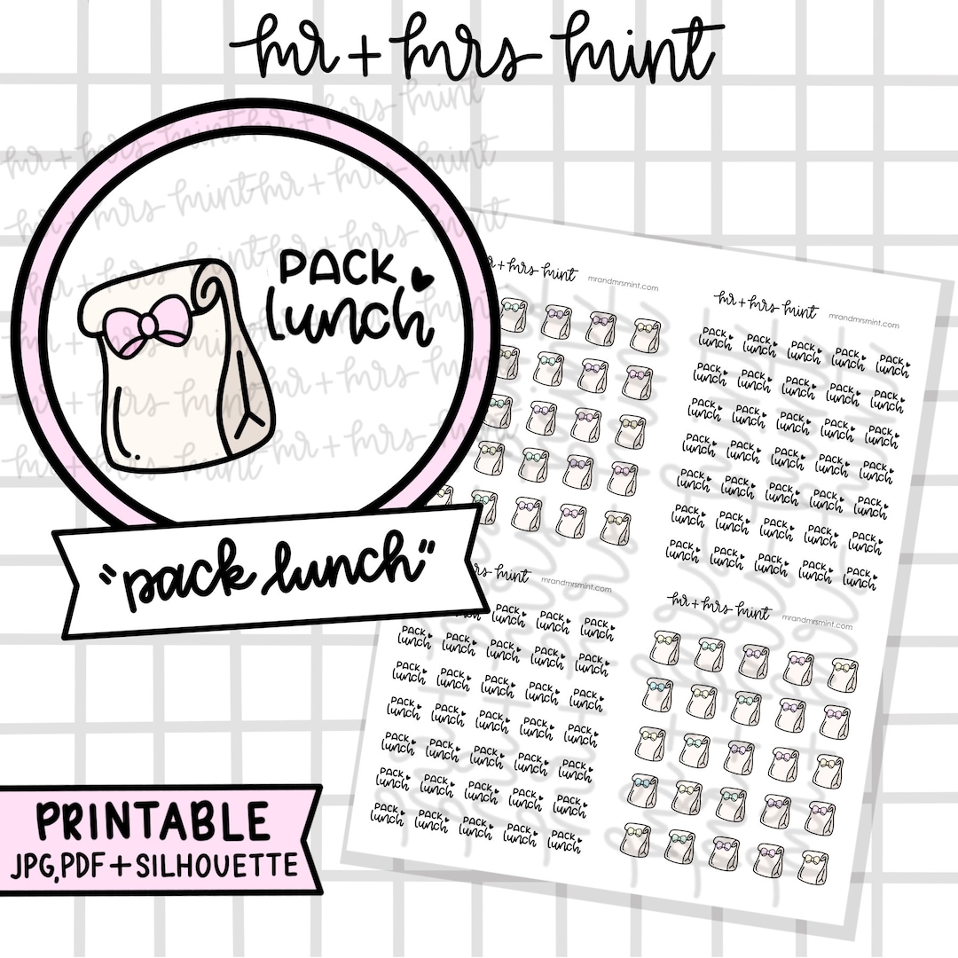 Pack Lunch Printable Planner Stickers | Hand Drawn Stickers, Planner ...