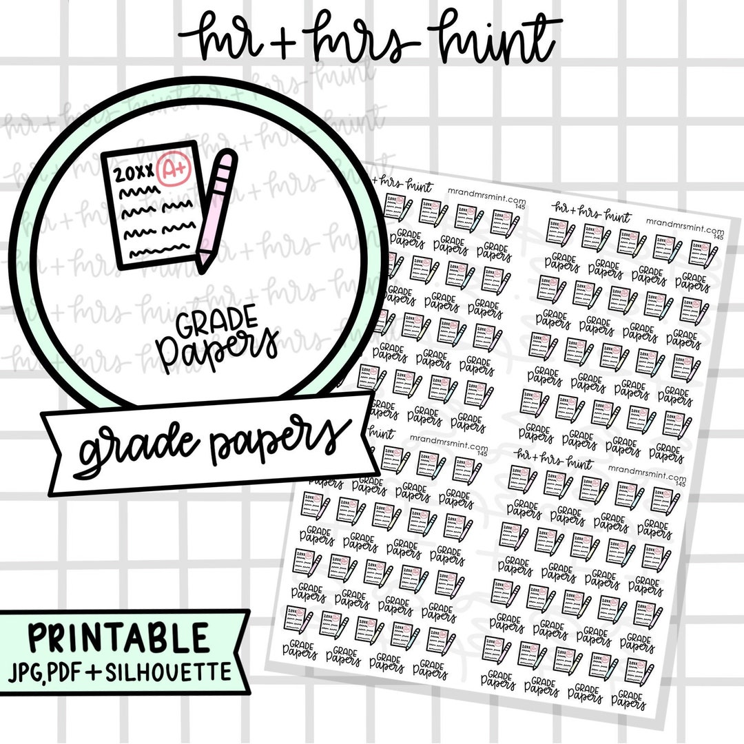 Grade Papers Printable Planner Stickers | Hand Drawn Stickers, Planner ...