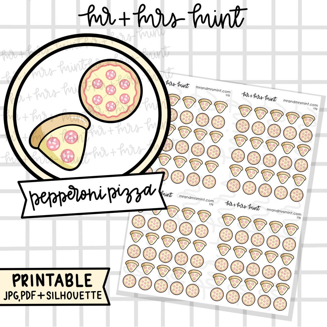 Pepperoni Pizza Printable Planner Stickers | Hand Drawn Stickers ...
