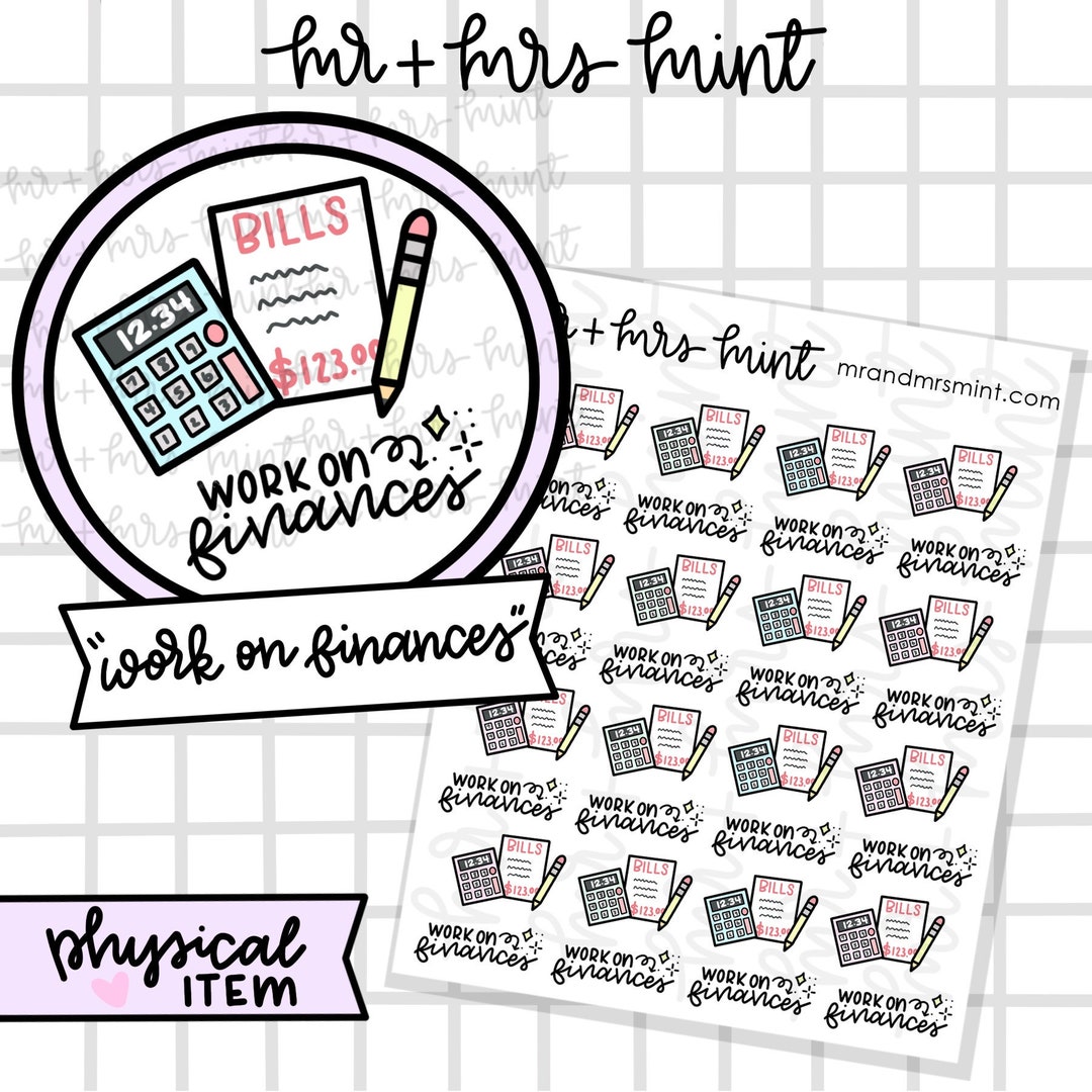 Work on Finances Stickers | Hand Drawn Stickers, Planner Stickers ...