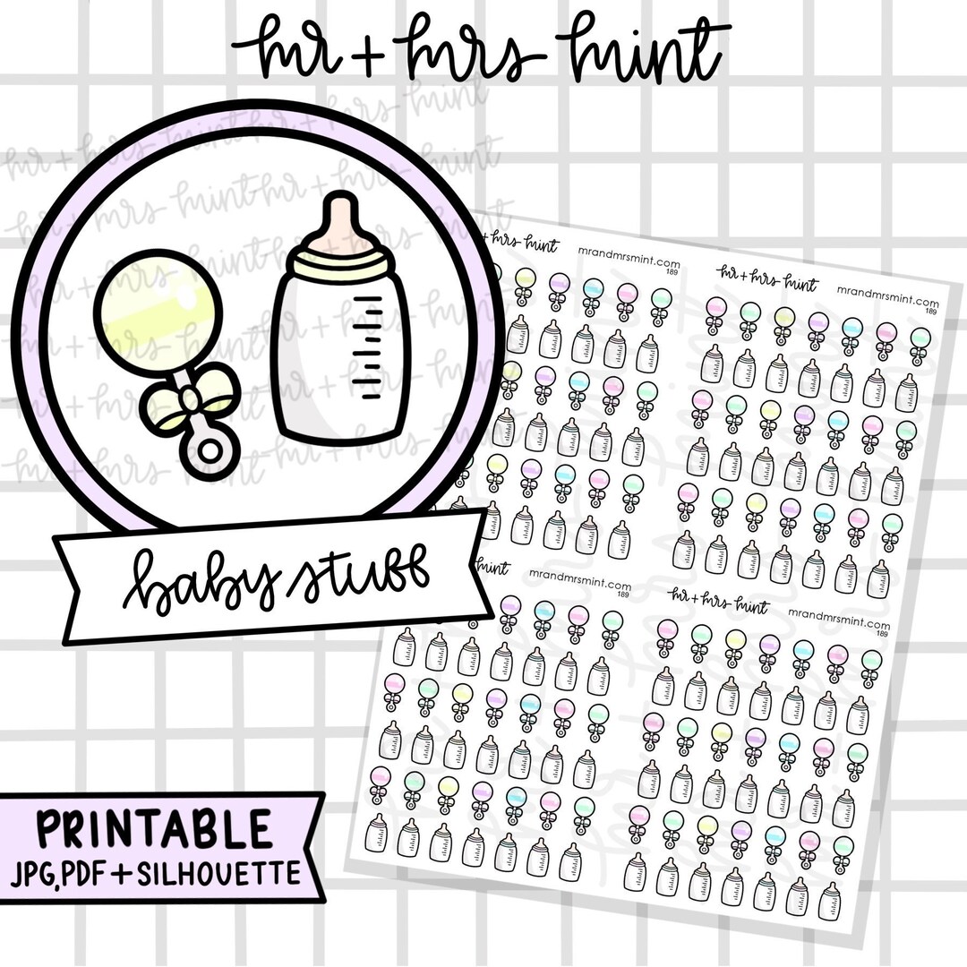 Baby Stuff Printable Planner Stickers | Hand Drawn Stickers, Planner ...
