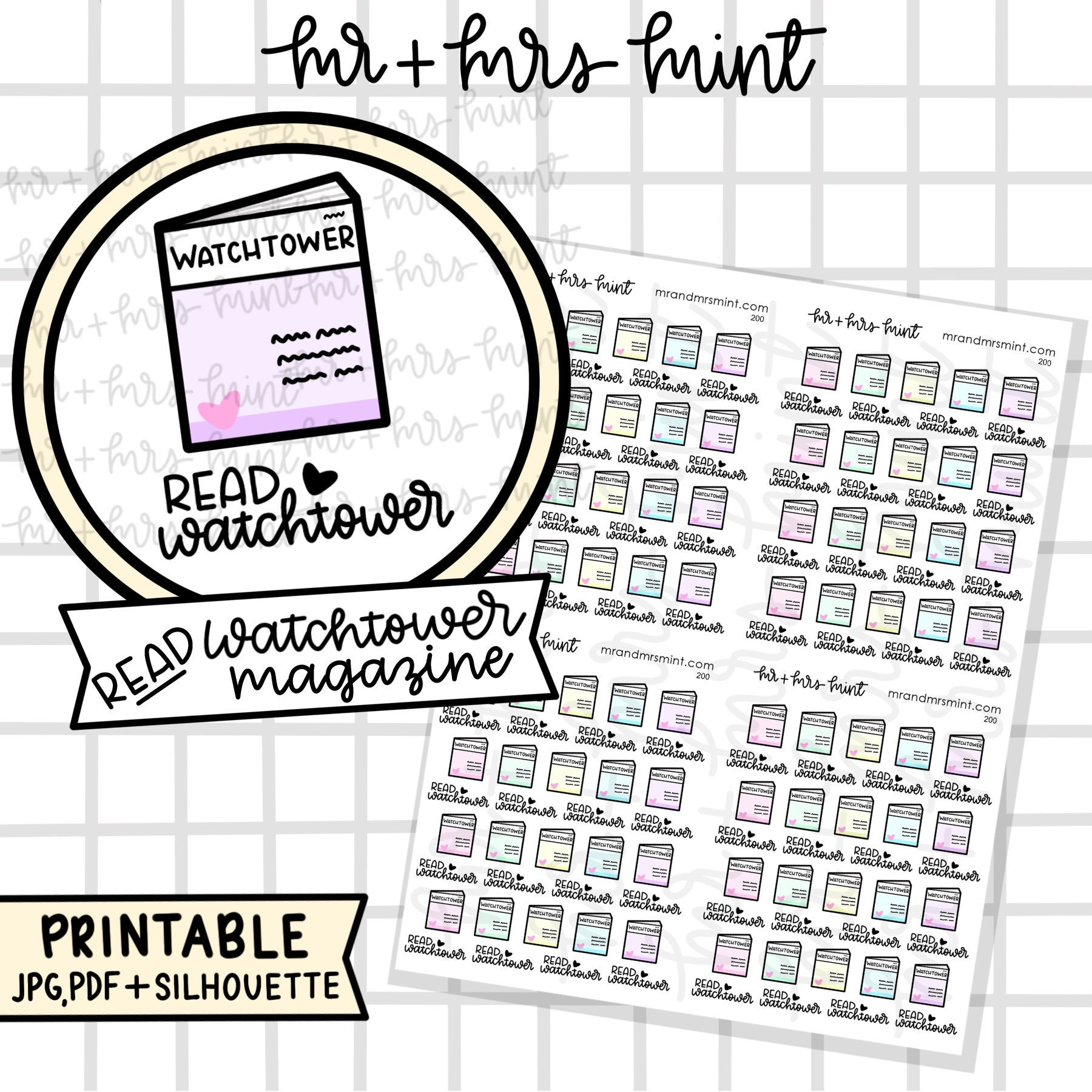 Read Watchtower Magazine Printable Planner Stickers | Hand Drawn ...