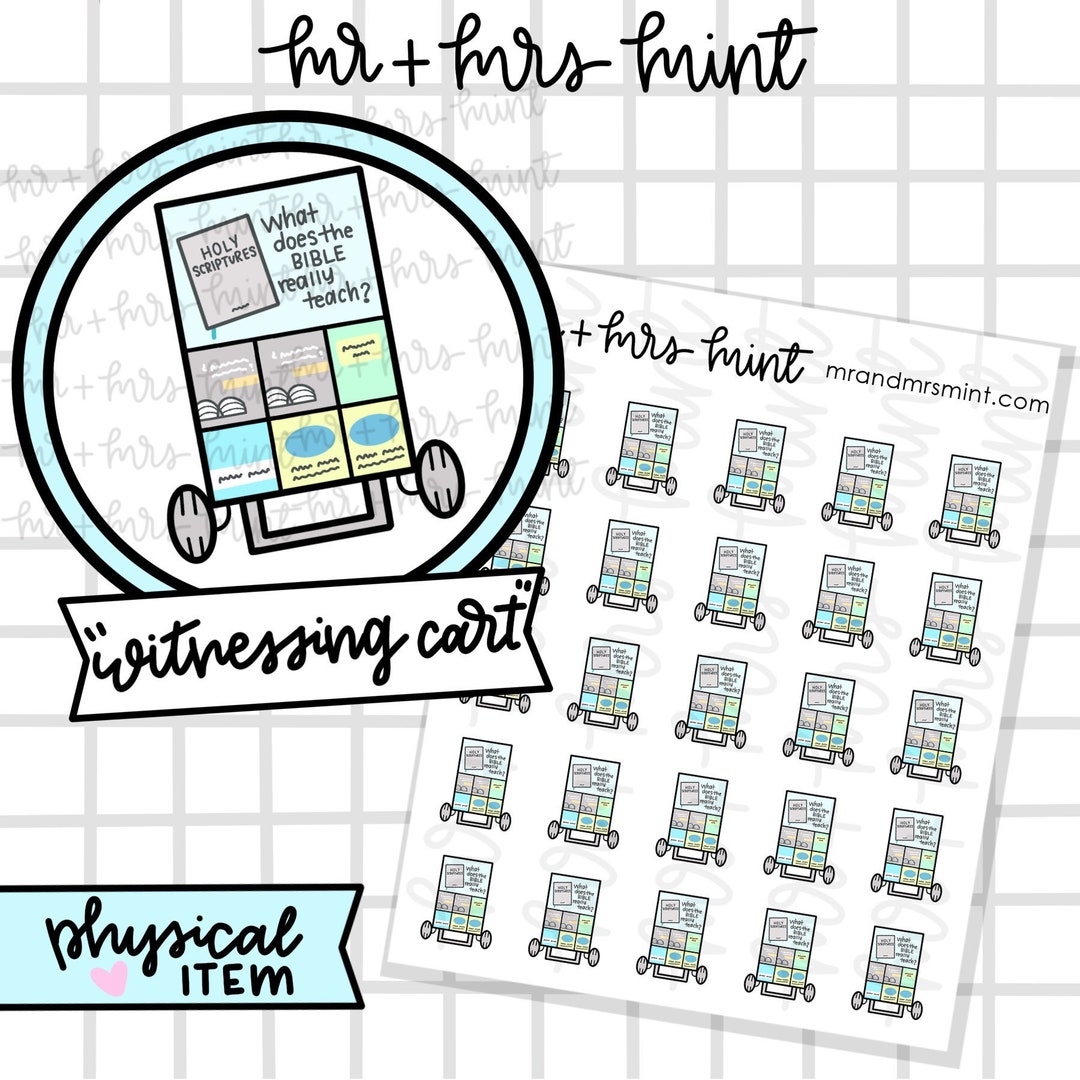 JW Witnessing Cart Planner Stickers | Hand Drawn Stickers, Planner ...