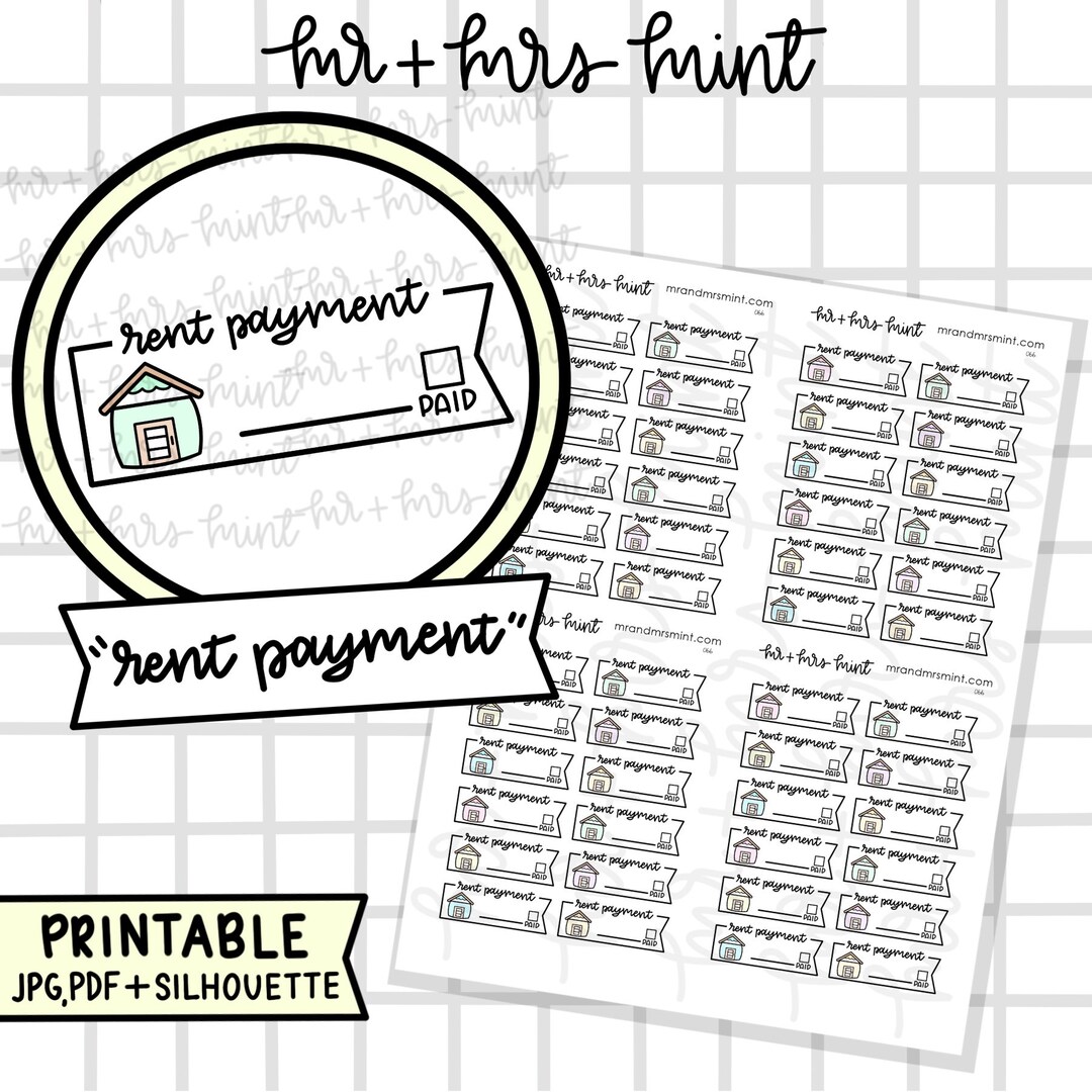 Rent Payment Printable Planner Stickers | Hand Drawn Stickers, Planner ...