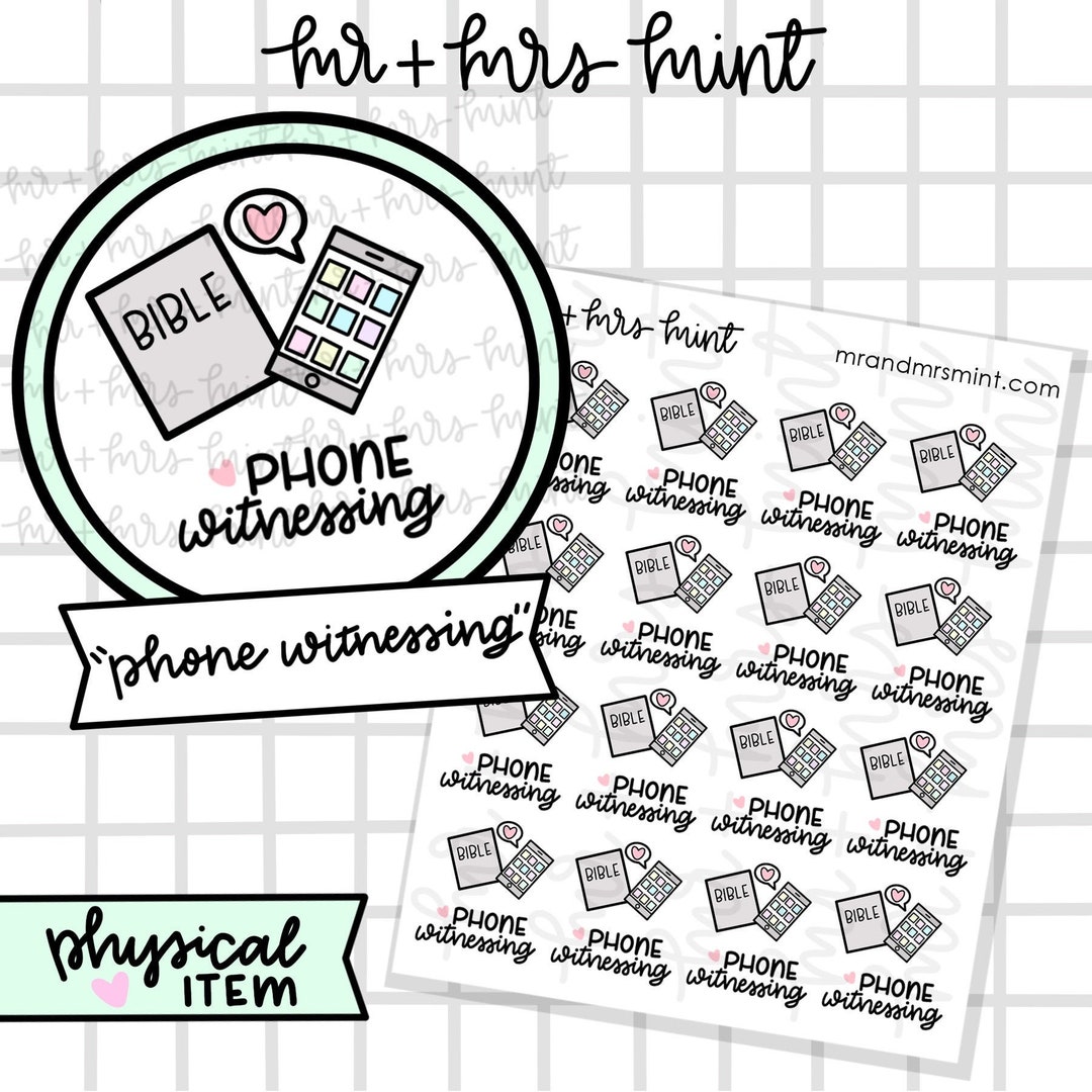 JW Phone Witnessing Stickers | Hand Drawn Stickers, Planner Stickers ...