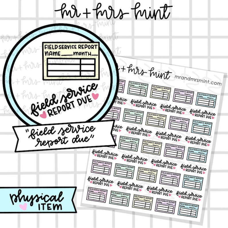 JW Field Service Report Planner Stickers Hand Drawn Stickers, Planner ...