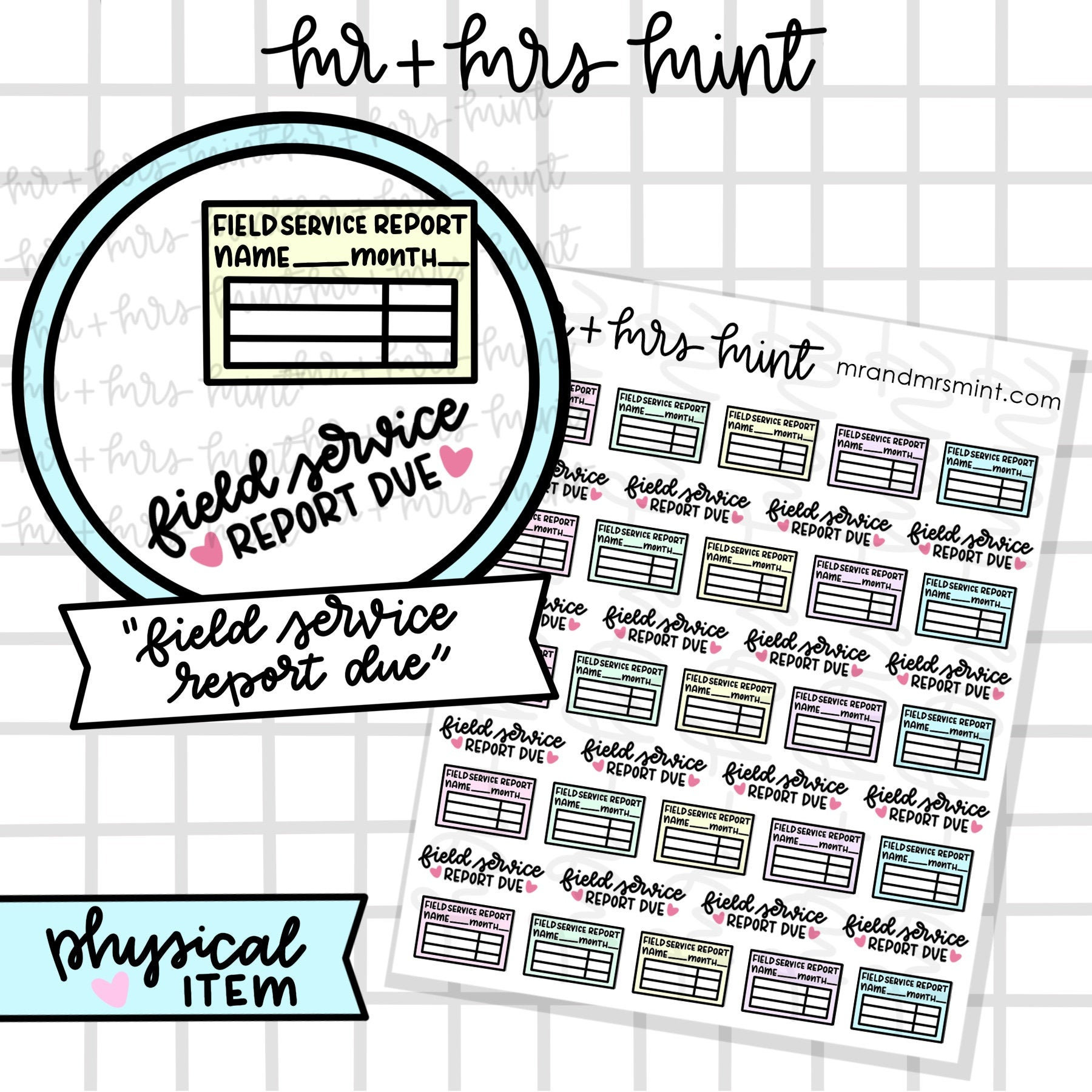 JW Field Service Report Planner Stickers Hand Drawn Stickers, Planner ...
