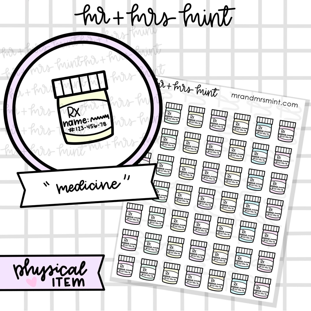 Medicine Planner Stickers | Hand Drawn Stickers, Planner Stickers ...