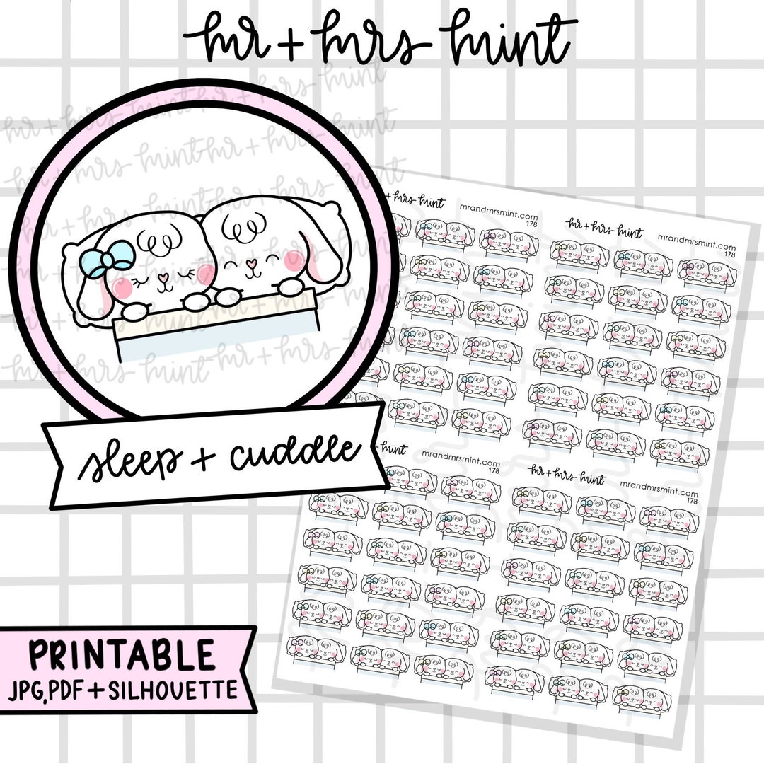 Bonnie Sleep and Cuddle Printable Planner Stickers | Hand Drawn ...