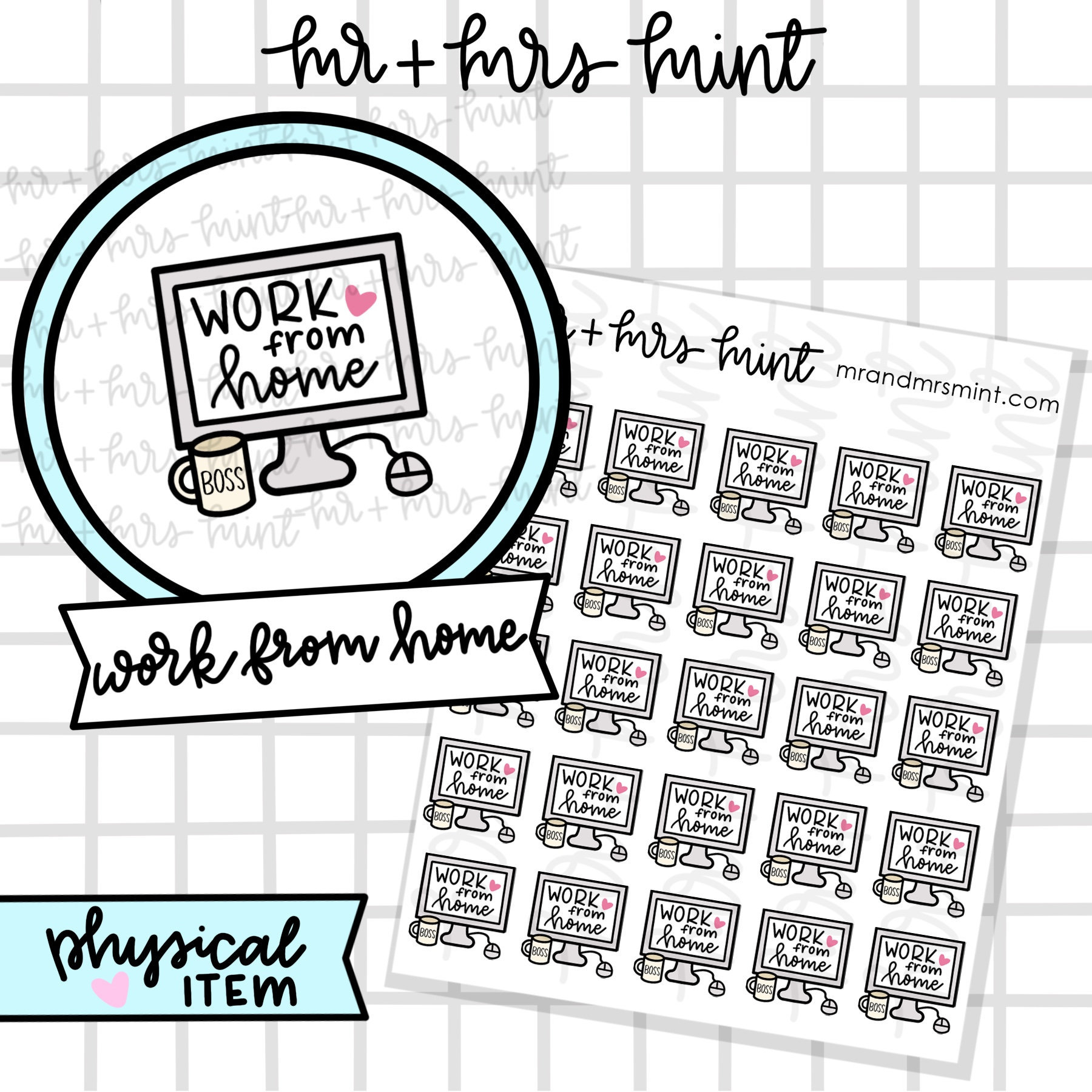 Work From Home Stickers | Hand Drawn Stickers, Planner Stickers ...