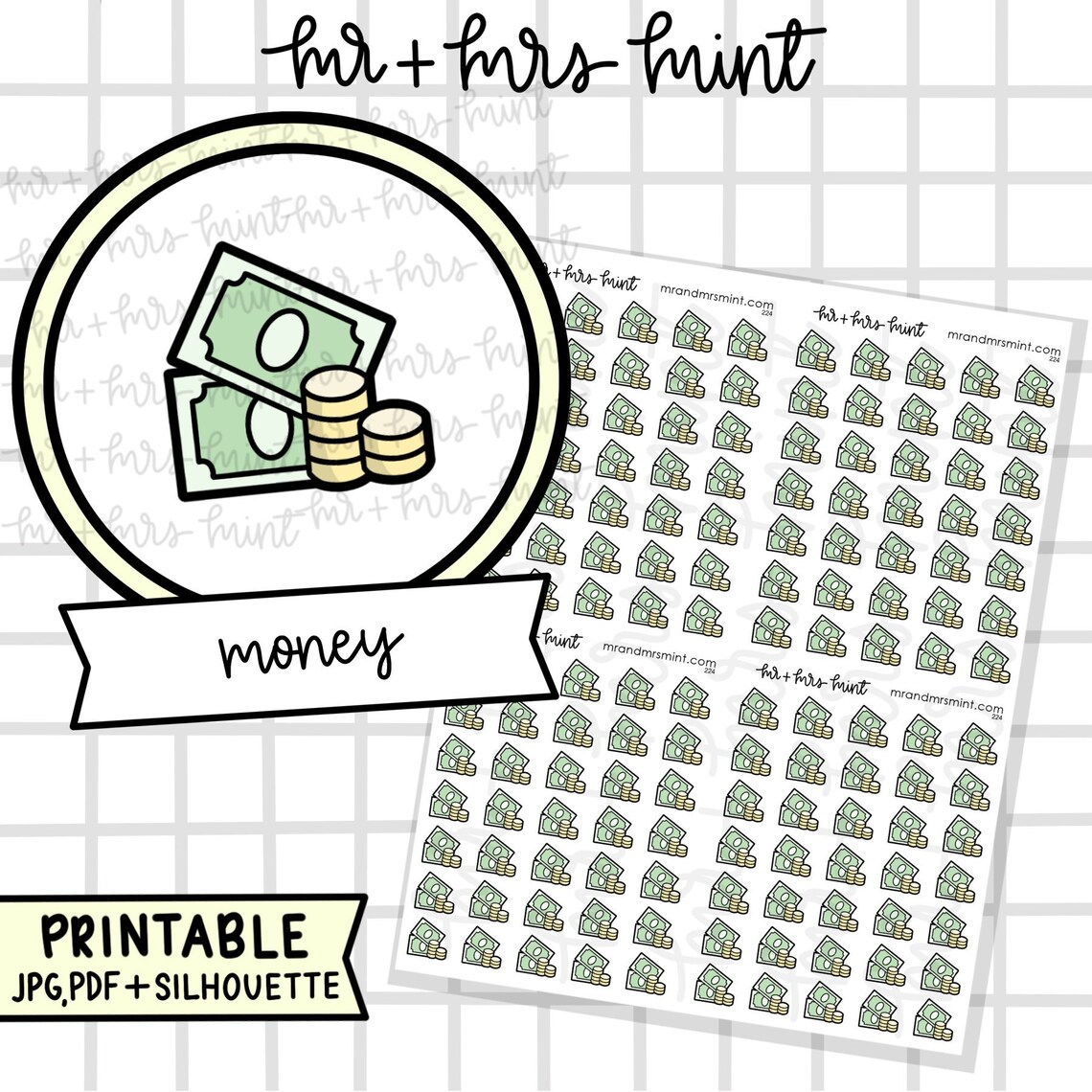 Money Printable Planner Stickers Hand Drawn Stickers - Etsy