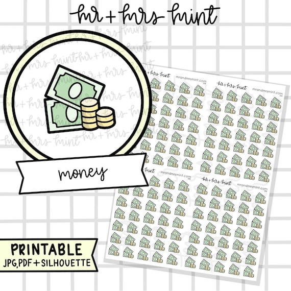 Money Printable Planner Stickers Hand drawn Stickers | Etsy