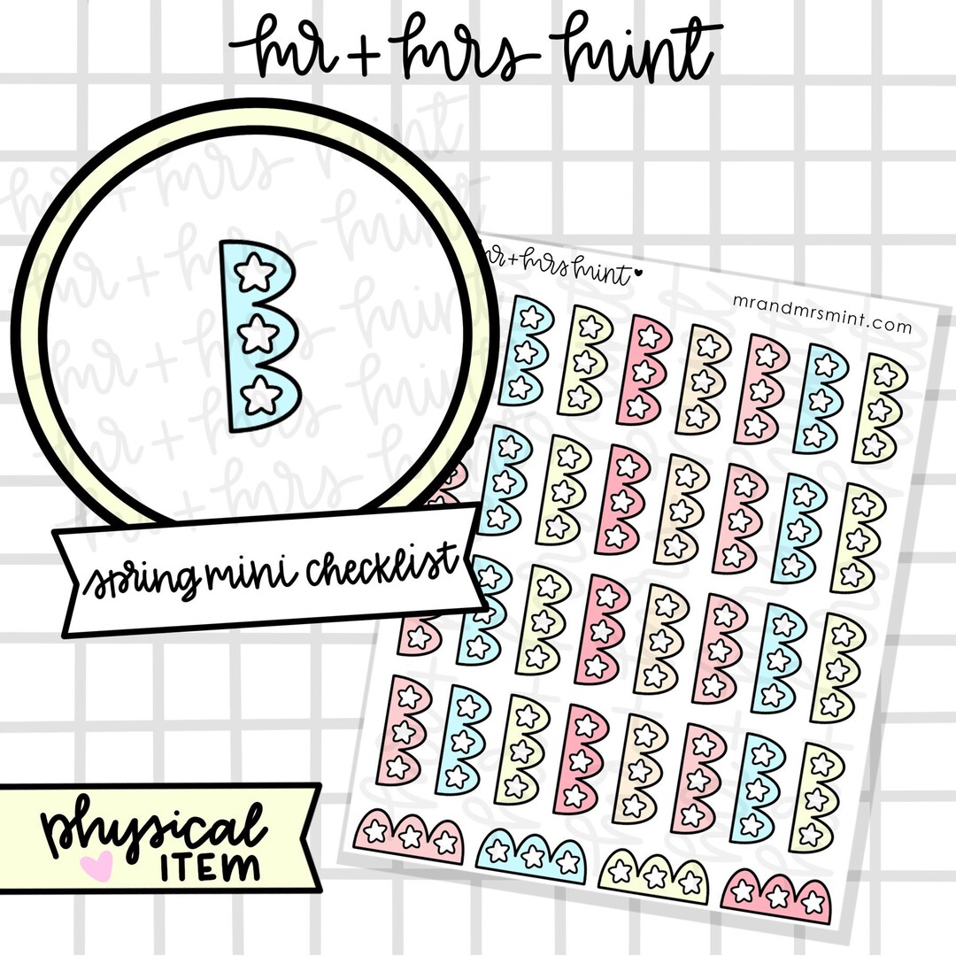 Spring Collection Mini Cheklist Planner Stickers | Hand Drawn Stickers ...