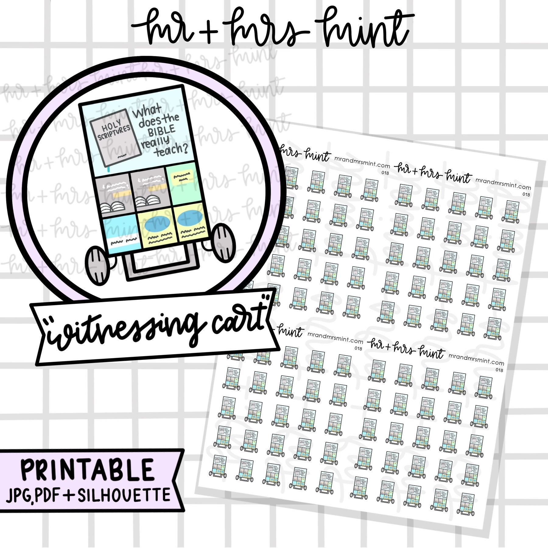 JW Witnessing Cart Printable Planner Stickers Hand Drawn Stickers ...